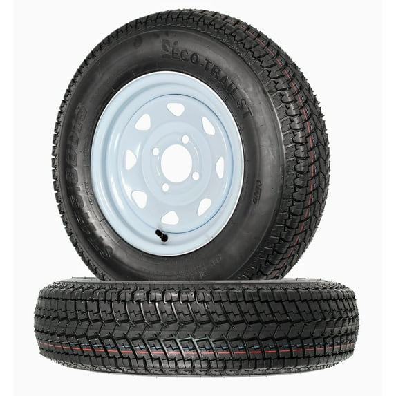 Walmart 2-Pack Trailer Tires & Rims, ST175/80D13, 4 Lug White Spoke ...