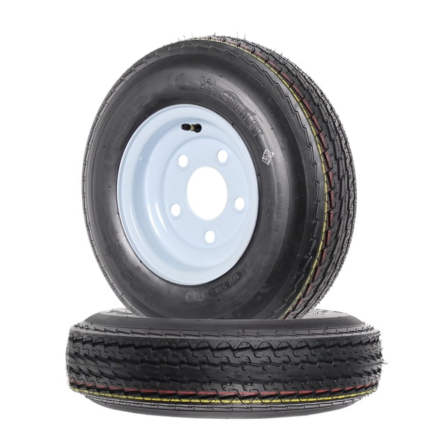 Two-Pack Pre-Mounted Trailer Tires On Rims 480-8 5 Lug Bolt Wheel White ...
