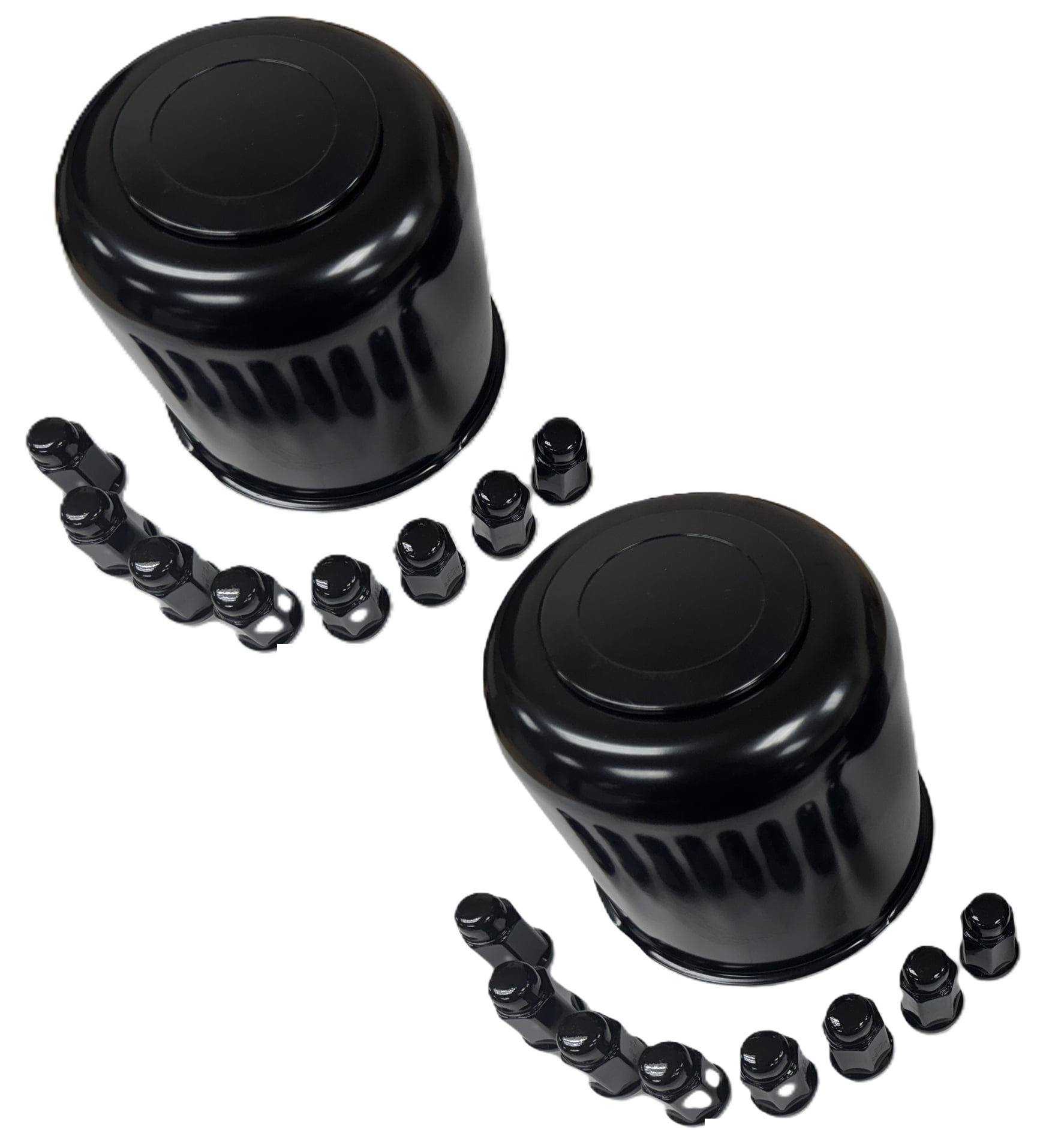 2-Pack Trailer Wheel Lug and Cap Sets - Black Hub Cover With 16 Painted ...
