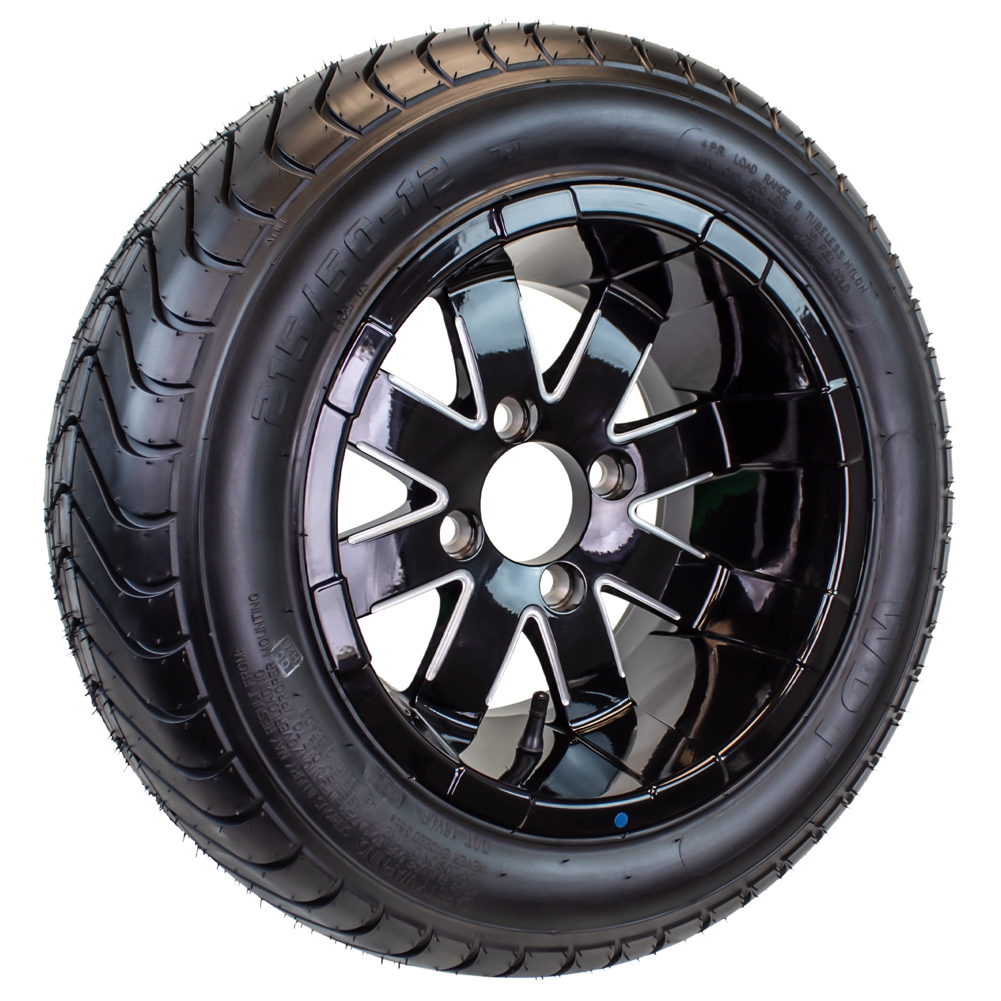 eCustomrim 215/50-12 Trailer Golf Cart ATV Offroad Tire On 12X7 Gloss ...