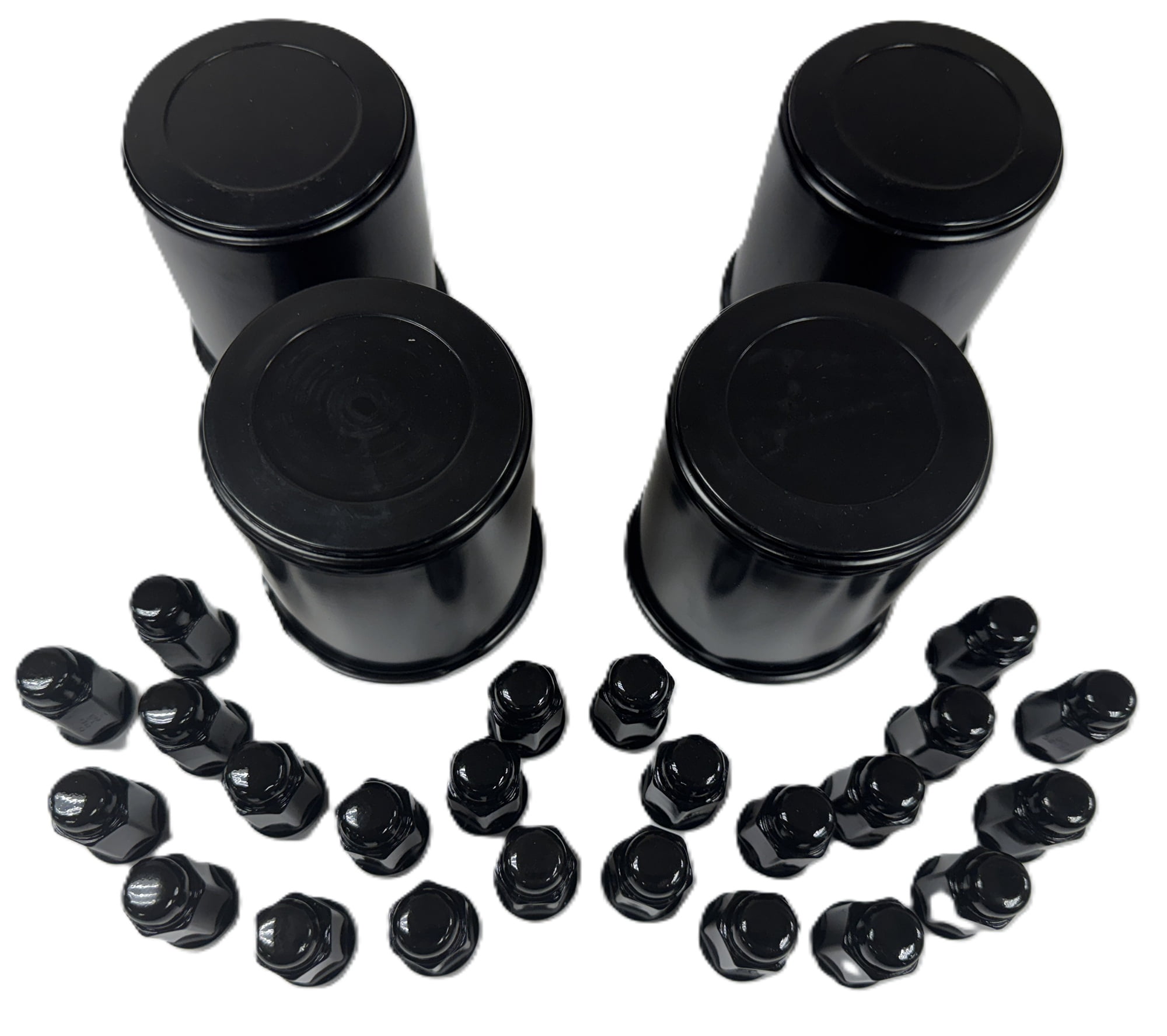 4-Pack Trailer Wheel Lug and Cap Sets - Black Hub Cover With 24 Painted ...