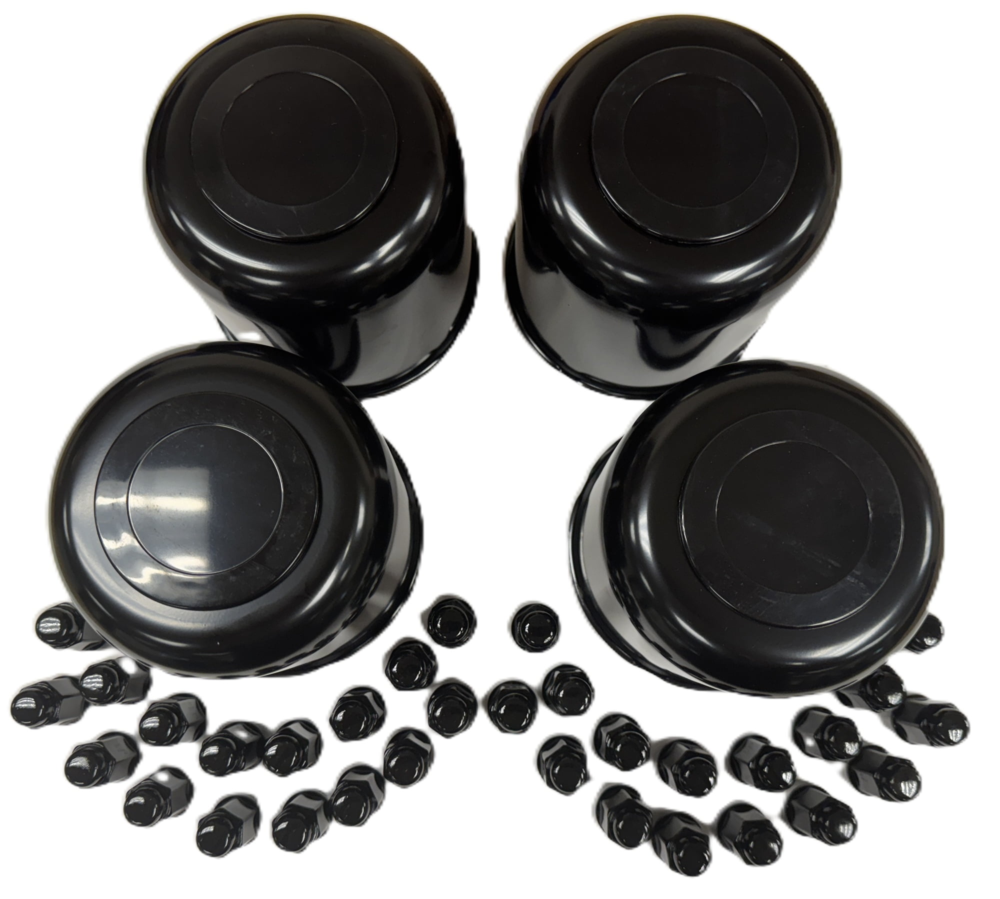 4-Pack Trailer Wheel Lug and Cap Sets - Black Hub Cover With 32 Painted ...
