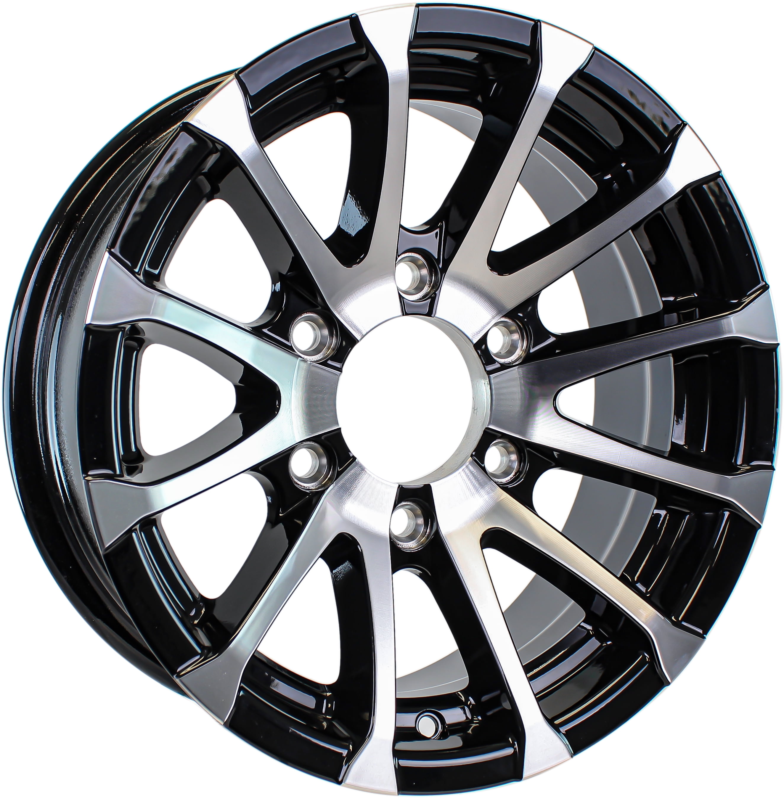 Black 15 in. Aluminum Avalanche V-Spoke Boat/Camper Trailer Rim Wheel ...