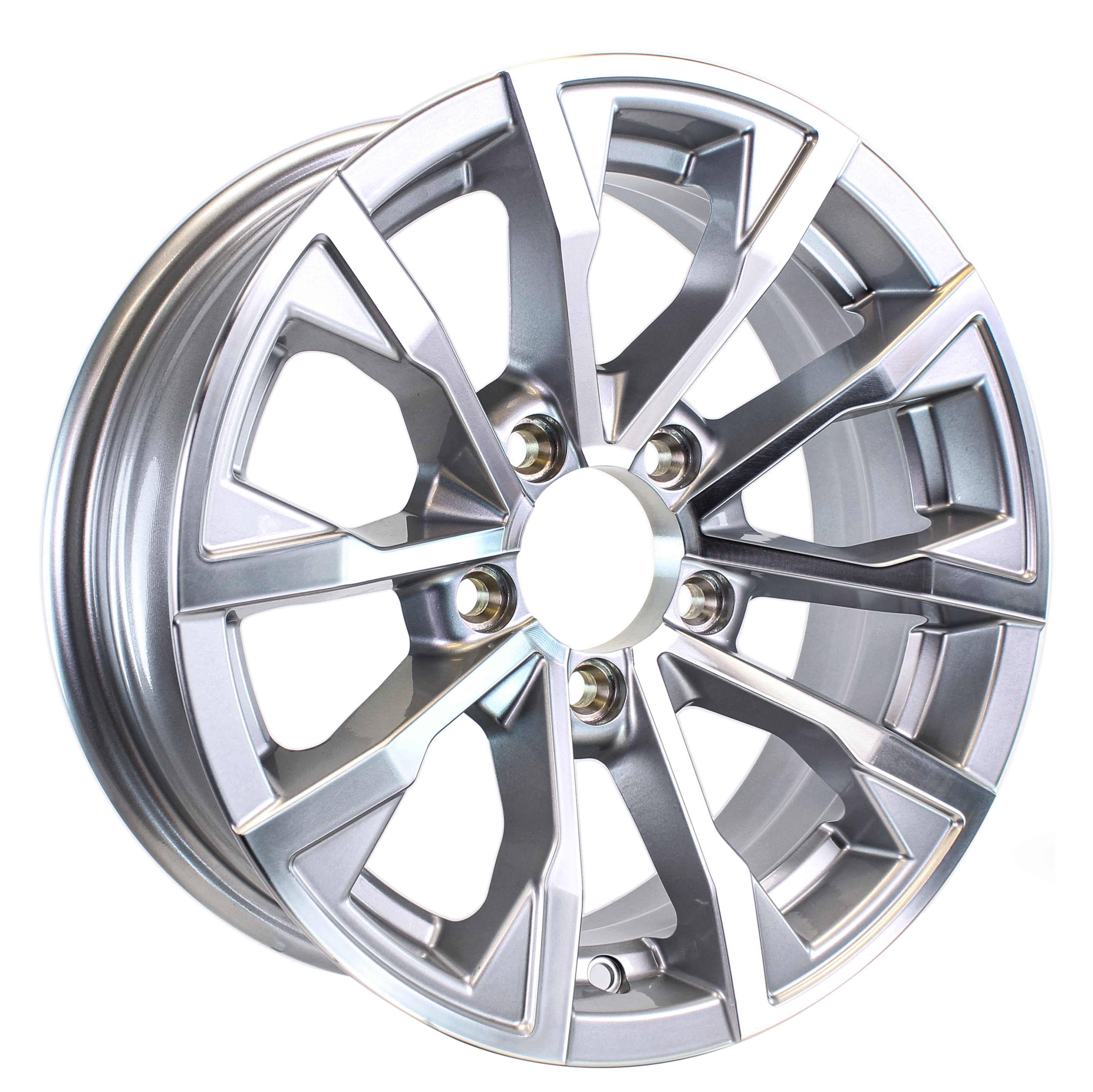 eCustomrim Aluminum Trailer Wheel 14X5.5 14" Edge Silver 5 Lug On 4.5 ...