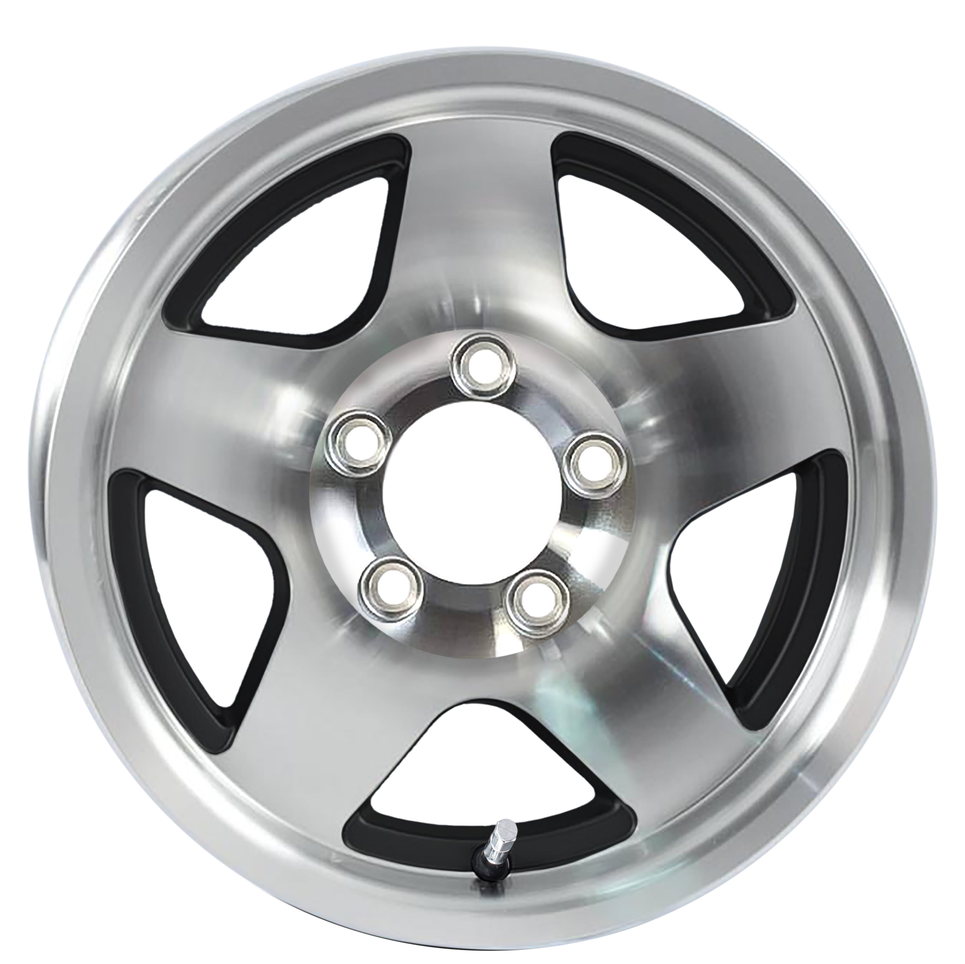 eCustomrim Aluminum Trailer Wheel 14X6 14" Black Star Style 5 Lug On 4. ...