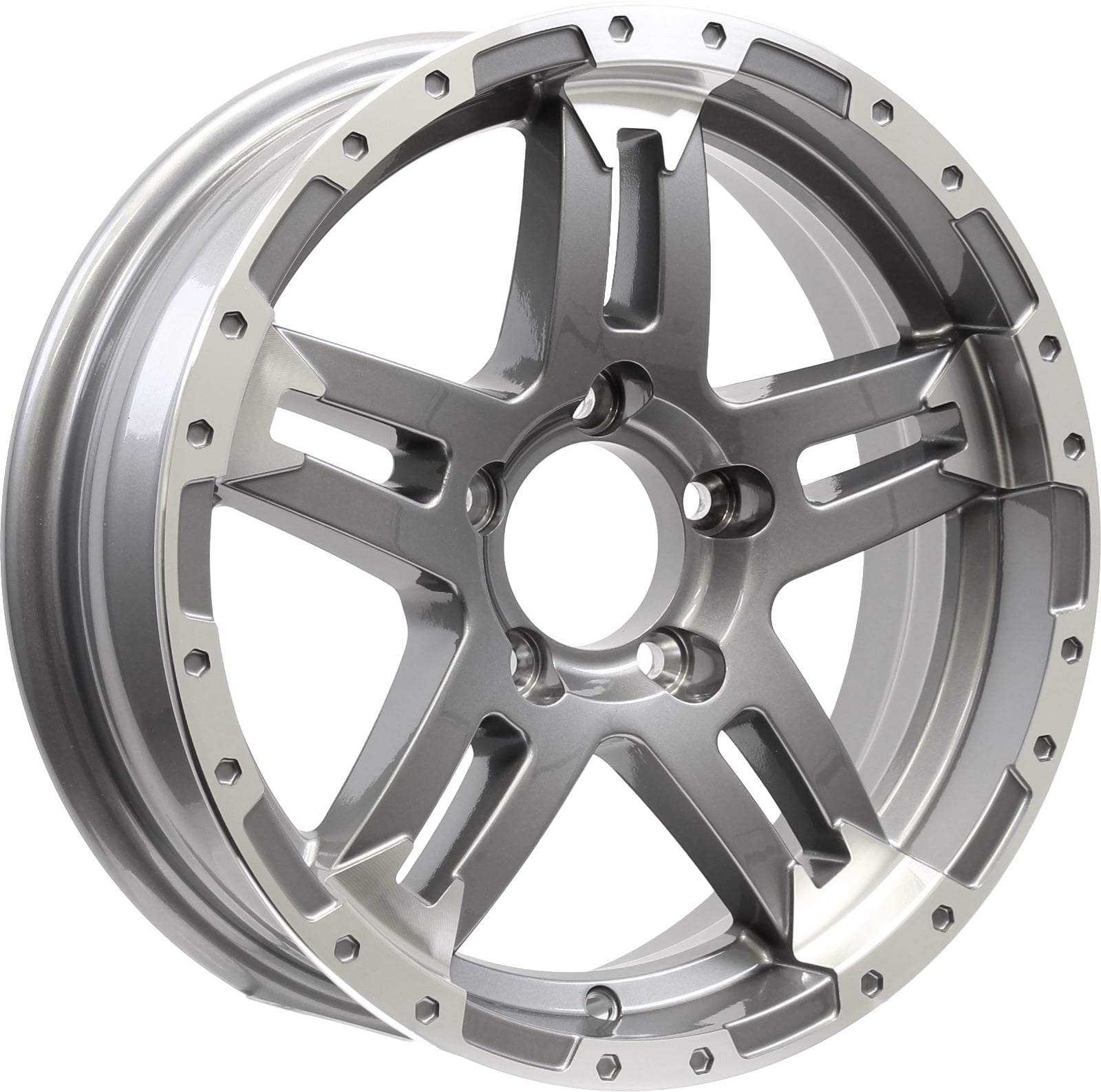 eCustomrim Aluminum Trailer Rim 15 Inch 15X5 5 Lug On 4.5 Grey Turismo ...