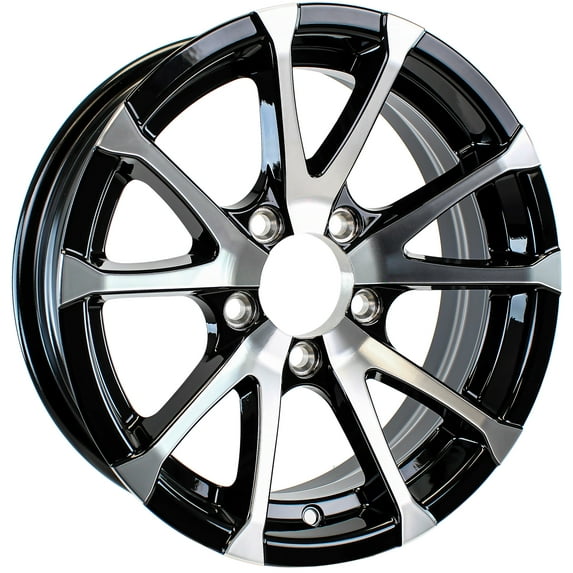 15-Inch Aluminum Trailer Wheel - Black Machined 5 Lug T0756545BM with ...