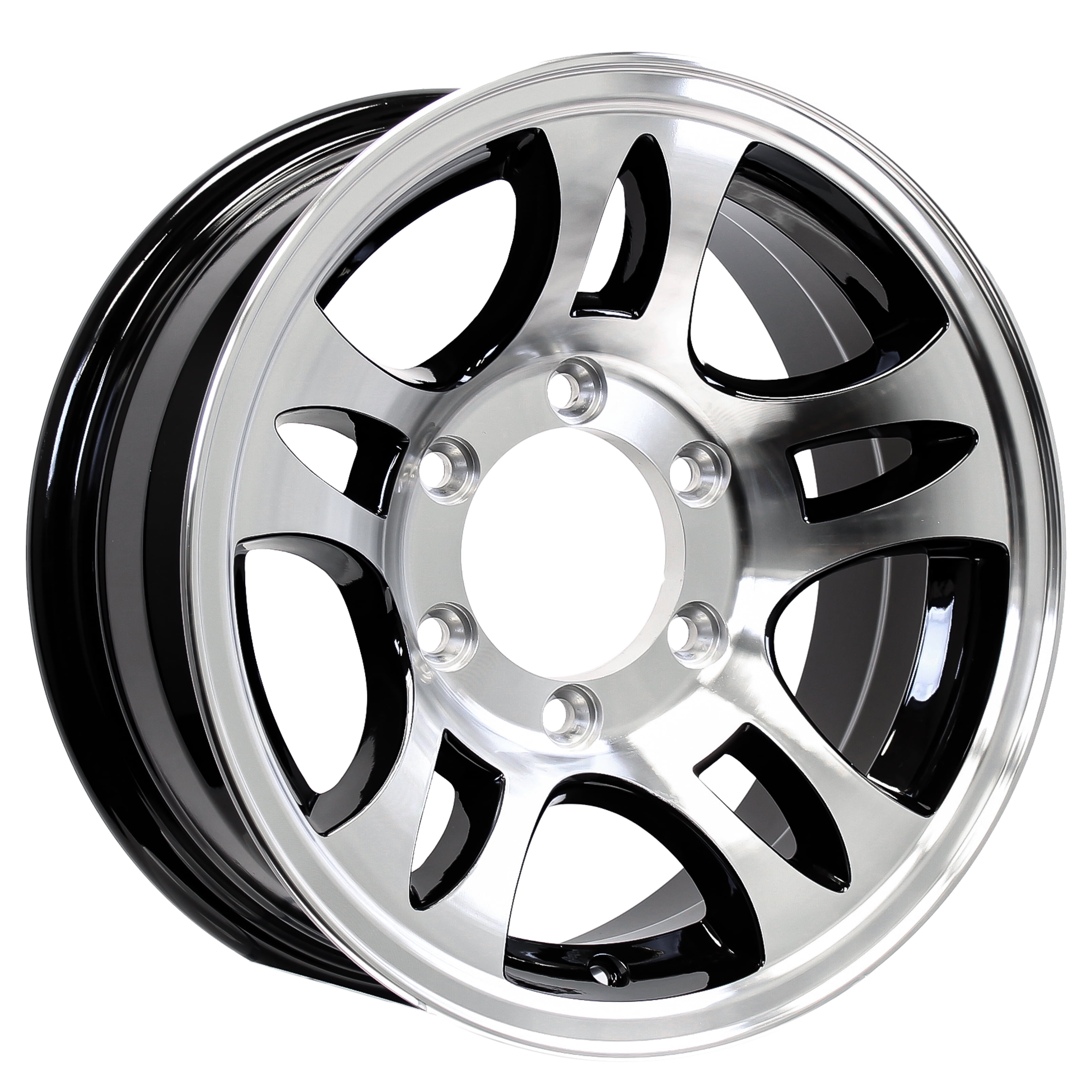 eCustomrim Aluminum Trailer Wheel 15X6 15" T03 Black Style 6 Lug On 5.5 ...