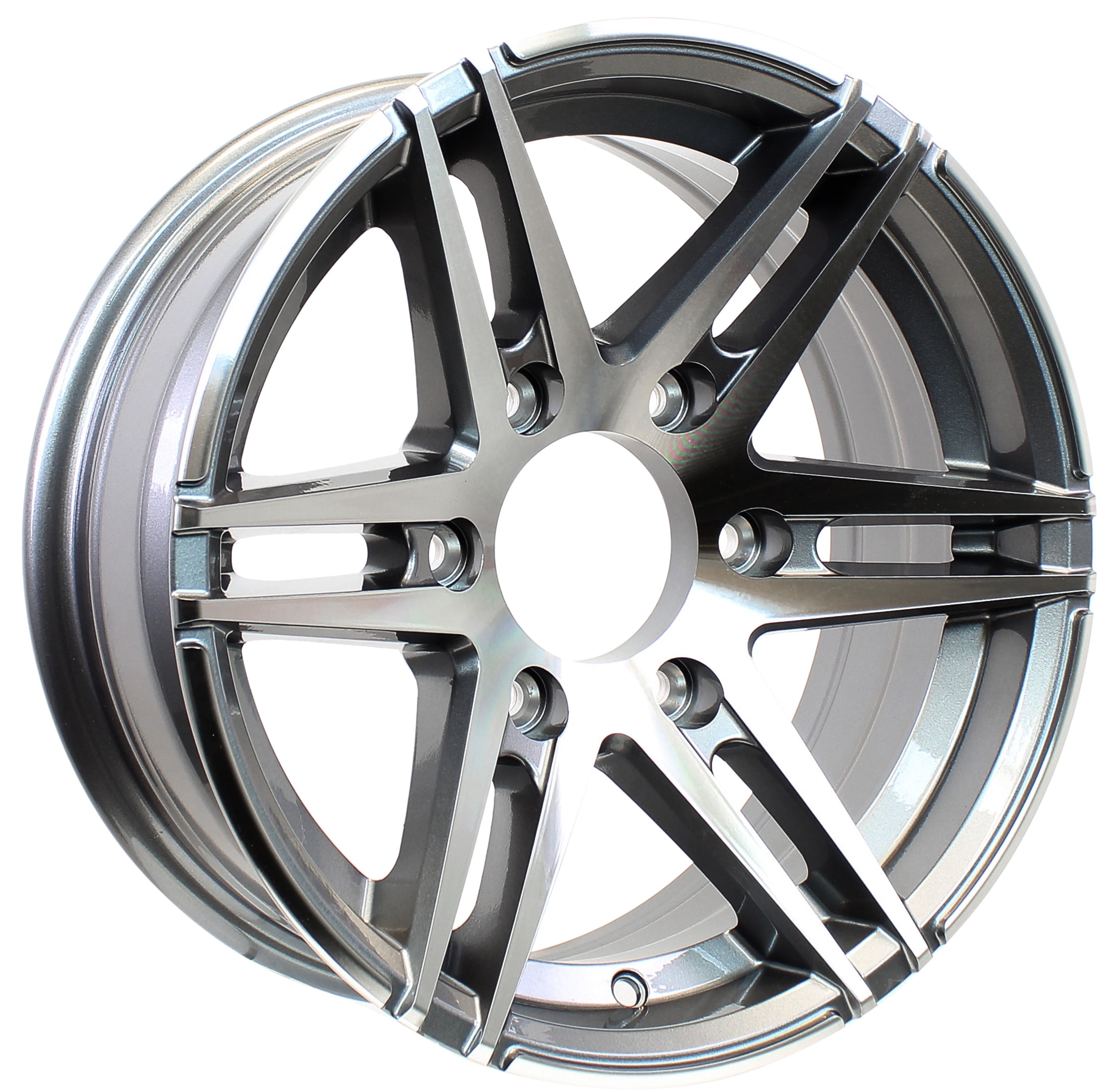 eCustomrim Aluminum Trailer Wheel 16X6 16" Rim Gun Metal Machined 6 Lug ...