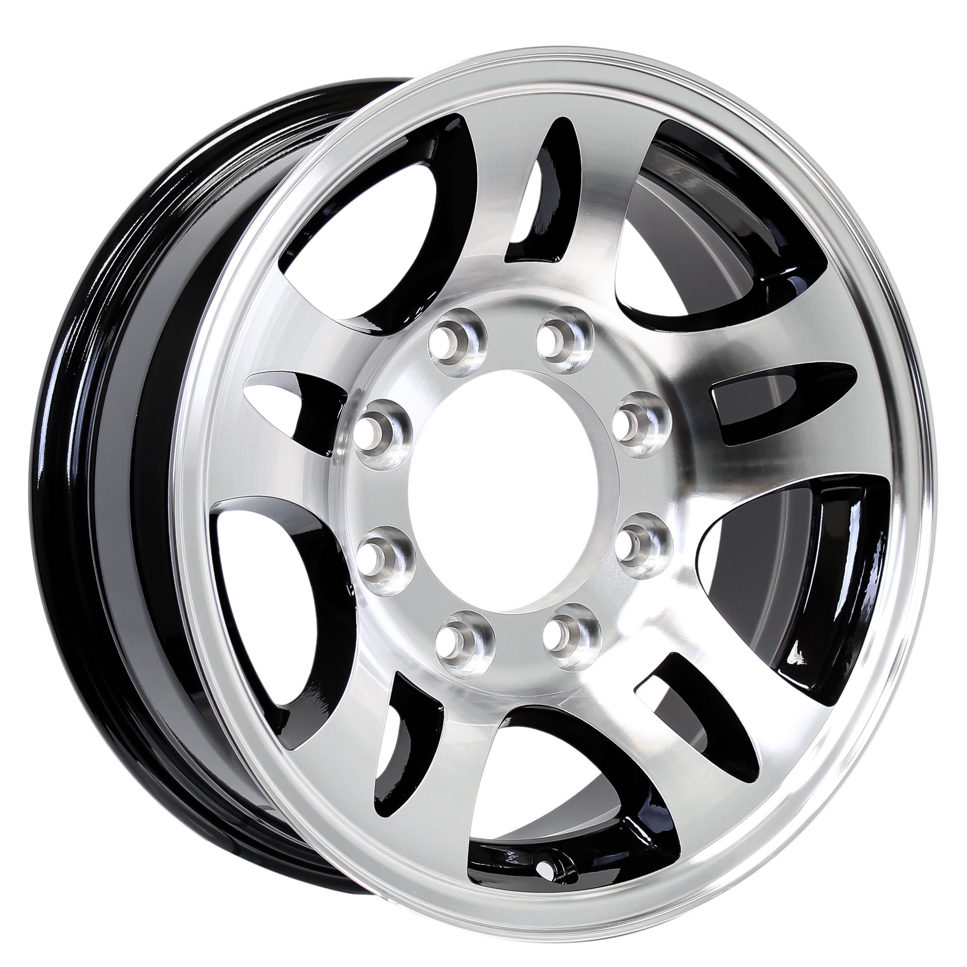 eCustomrim Aluminum Trailer Wheel 16X6 16" T03 Black Style 8 Lug On 6.5 ...