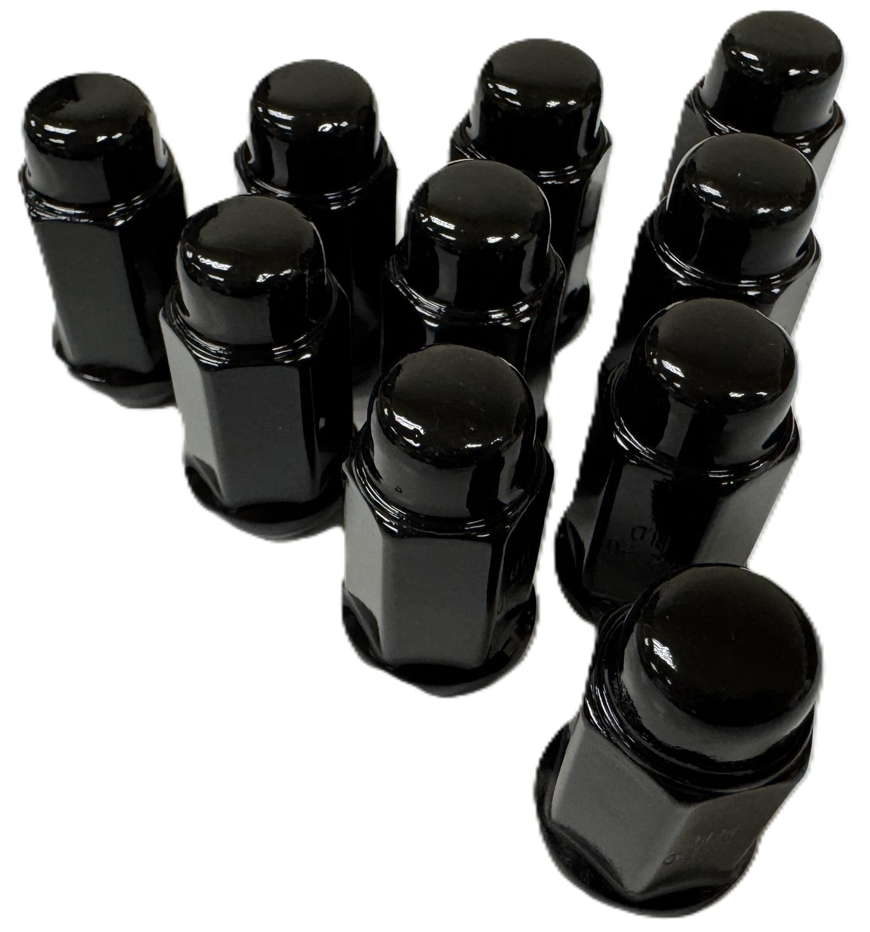 10-Pack Black Solid 1/2" Lug Nuts For Trailer Wheels Acorn Bulge Style ...