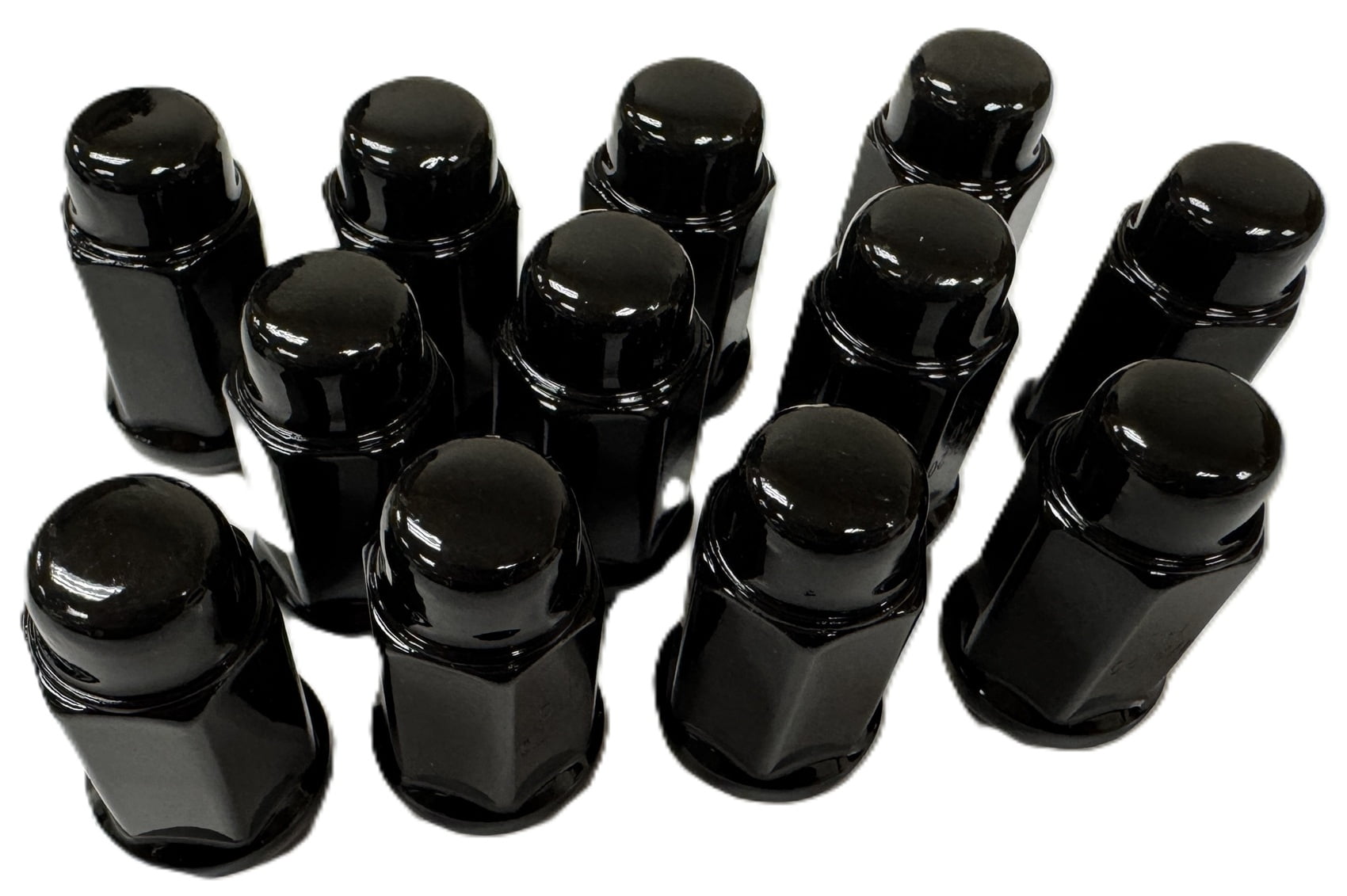 12-Pack Black Solid 1/2" Lug Nuts For Trailer Wheels Acorn Bulge Style ...