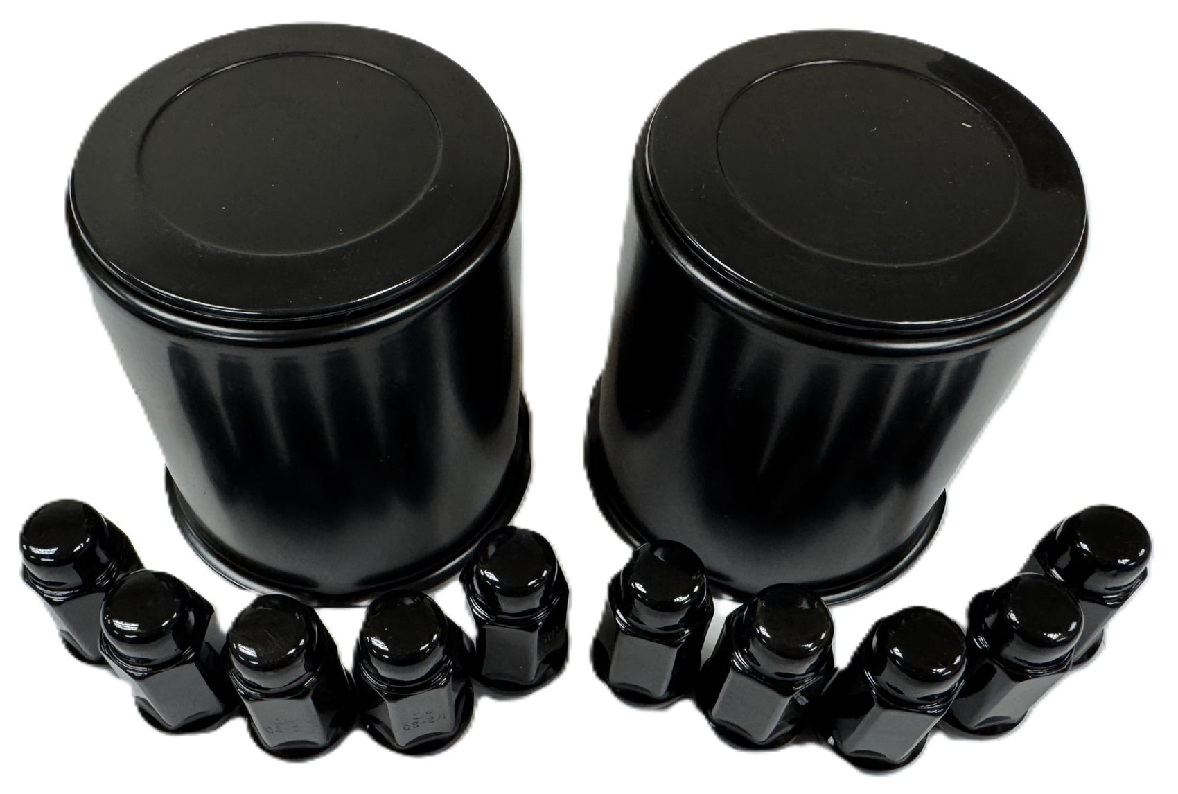 Black 2-Pack Trailer Wheel Lug and Cap Sets - Hub Cover 10 Lugs 3.19 ...
