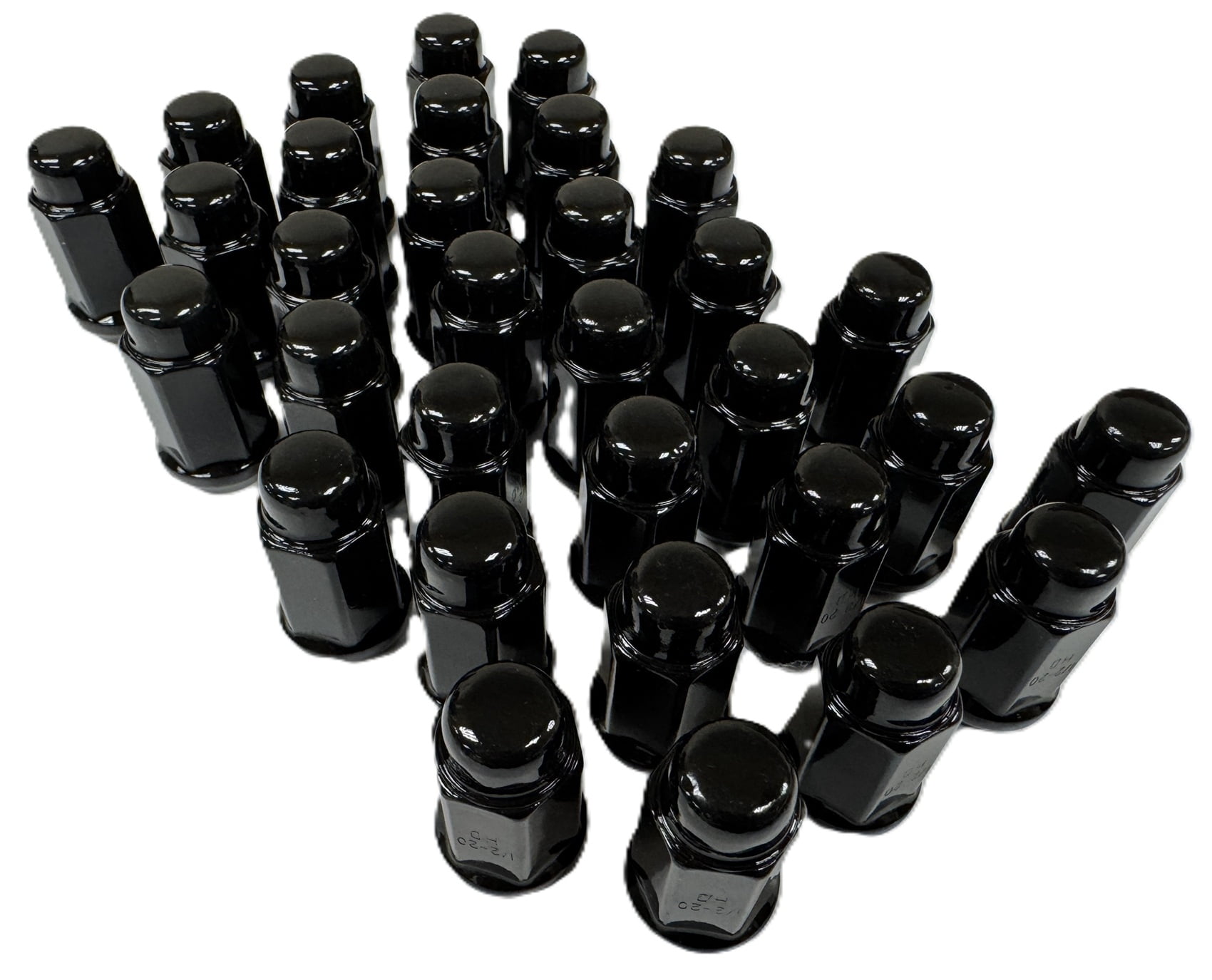 32-Pack Black Solid 1/2" Lug Nuts For Trailer Wheels Acorn Bulge Style ...