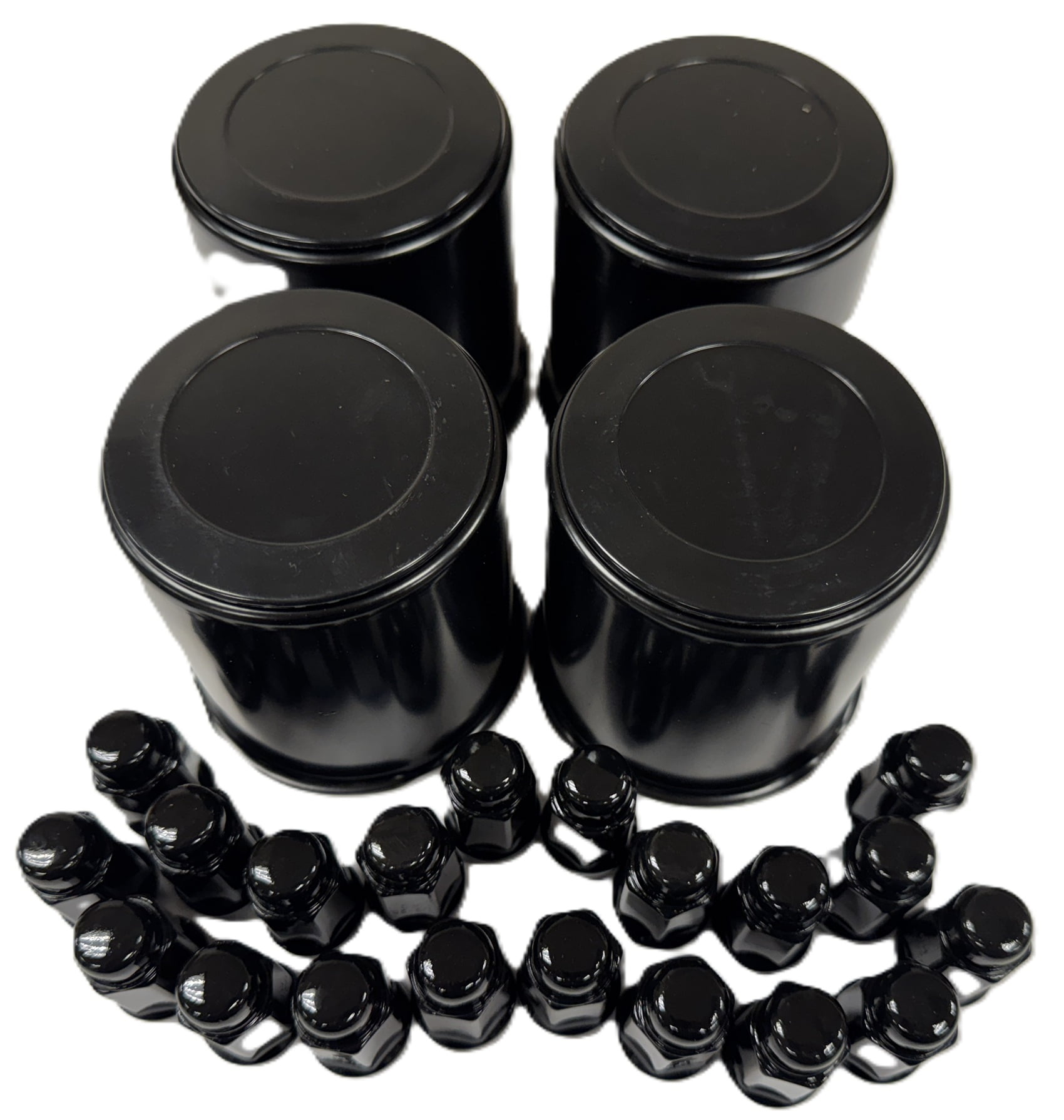 Black 4-Pack Trailer Wheel Lug and Cap Sets - Hub Cover 20 Lugs 3.19 ...