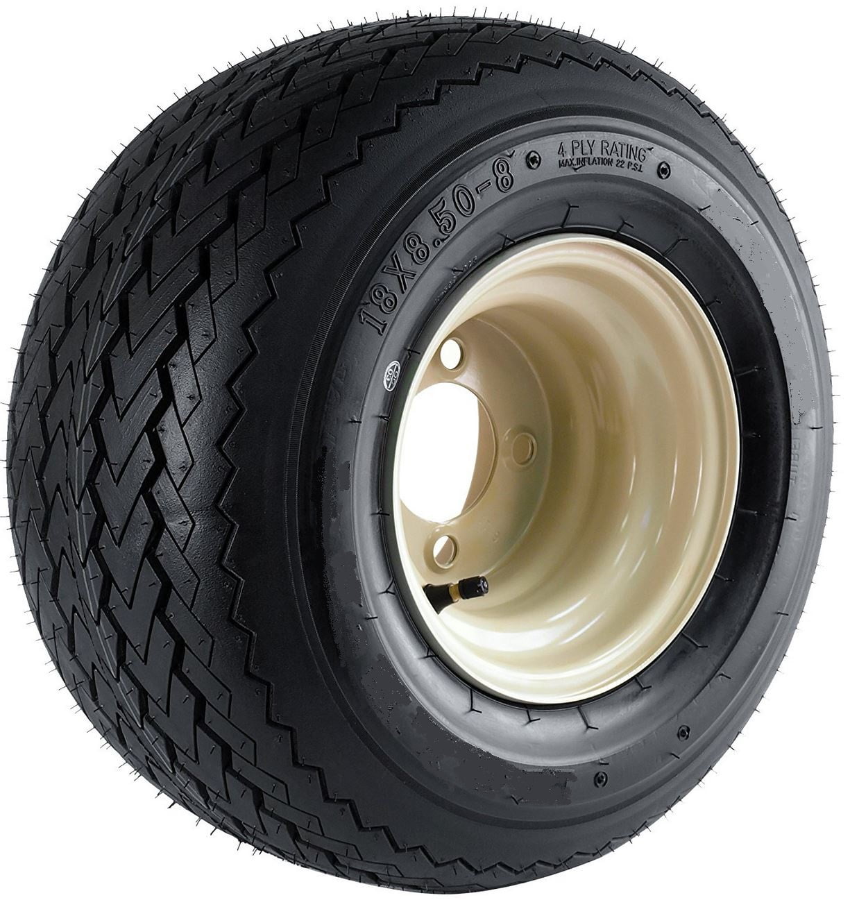 Club Car Beige Tan Pre-Mounted Golf Cart Trailer Tire & Wheel - 4 Lug ...