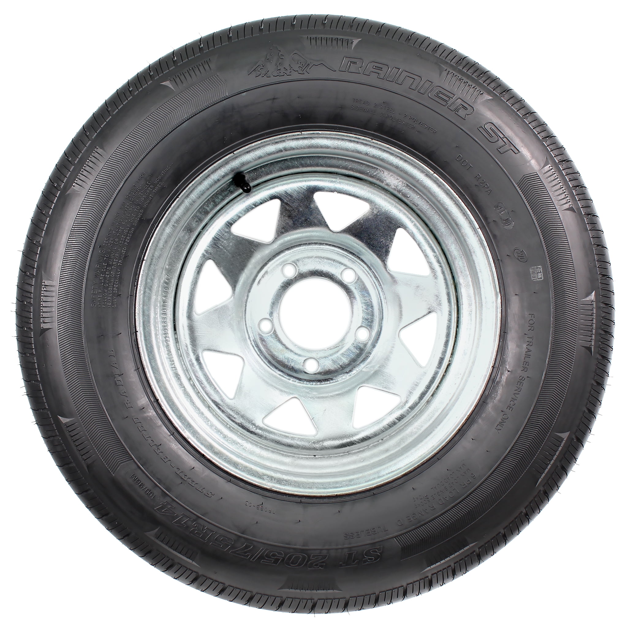 "Radial Trailer Tire & Galvanized Steel Rim ST205/75R14 LRD 14"" 5 Lug ...