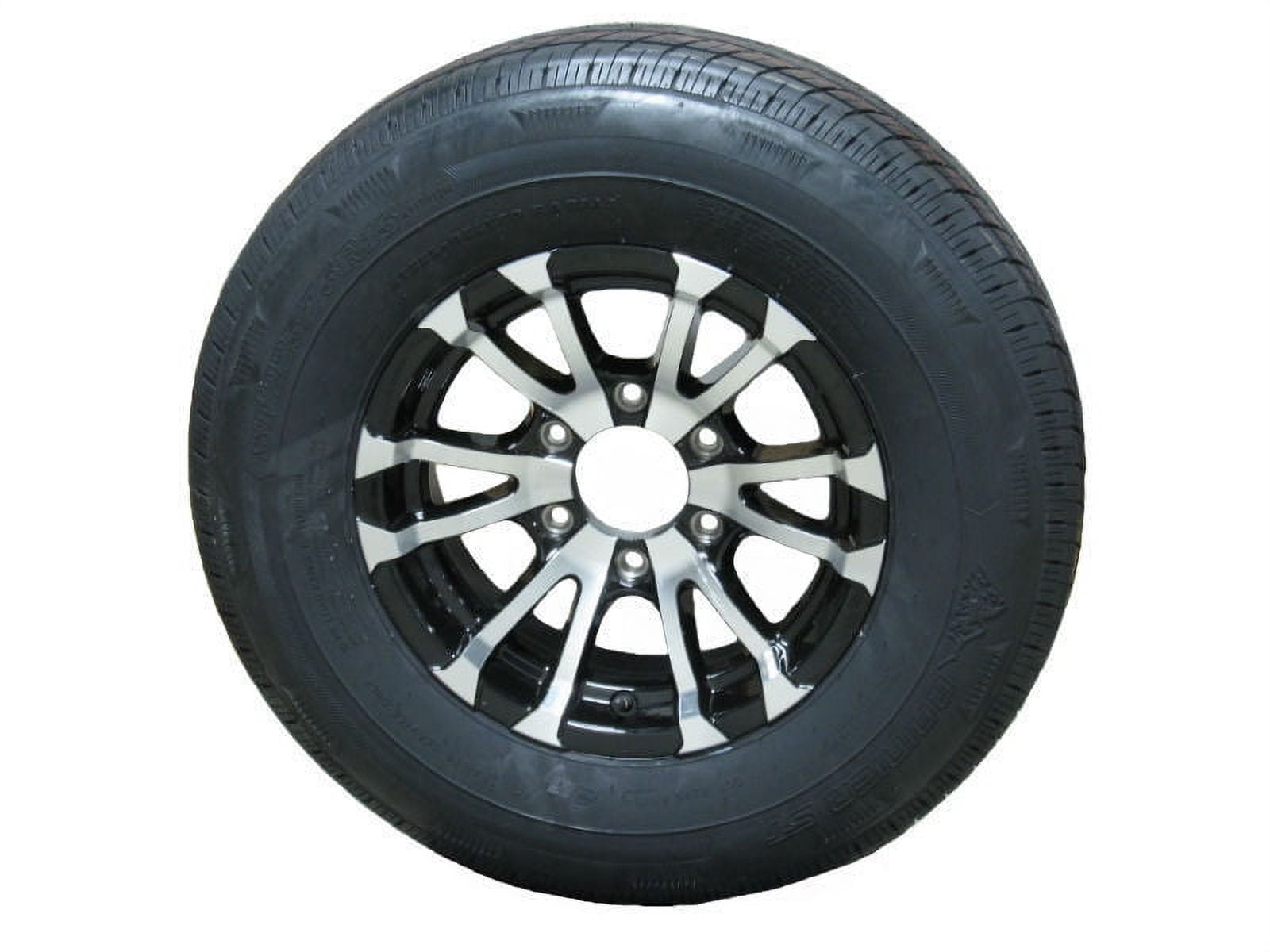 Radial Trailer Tire, Rim ST225/75R15 Load D, 6 Lug Black Aluminum T07 ...