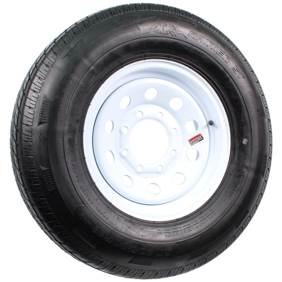 "Radial Trailer Tire On Rim ST235/80R16 LRE 16"" 8 Lug Modular White ...