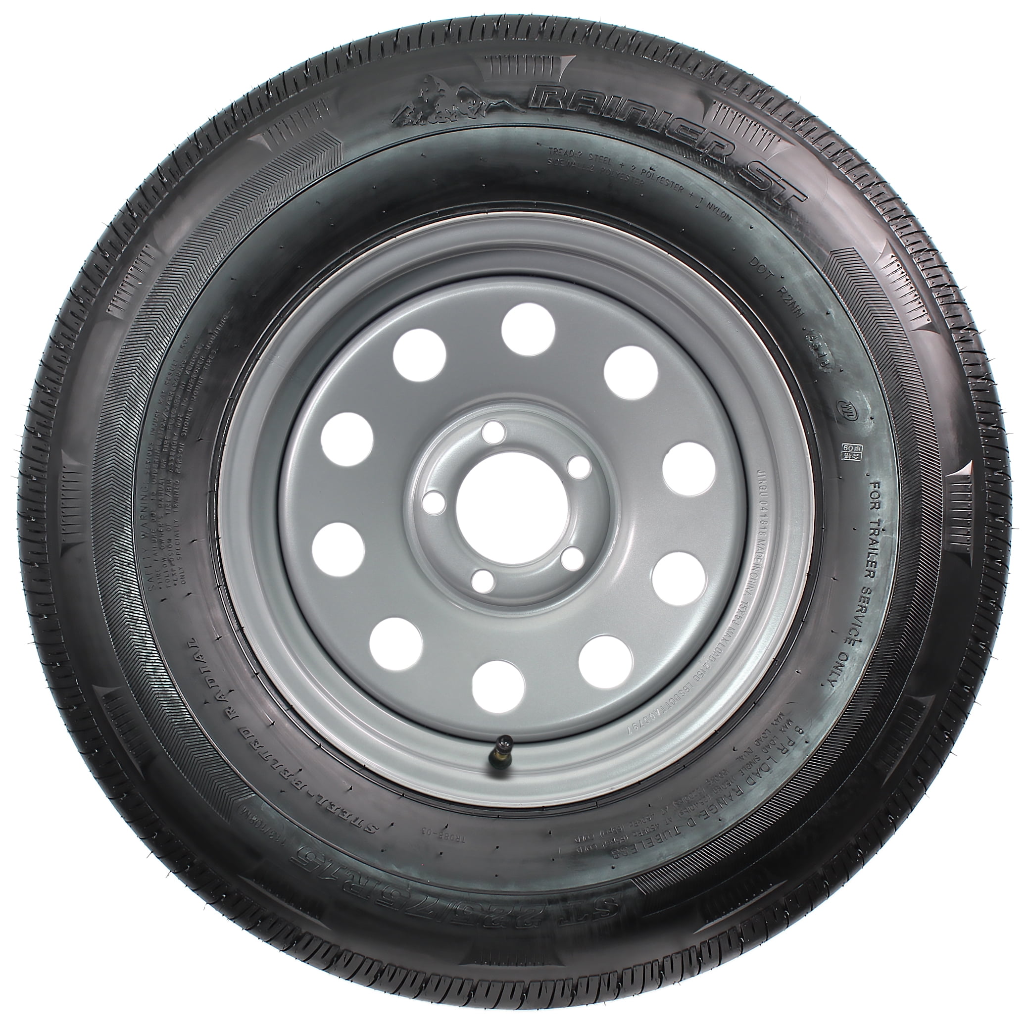Steel Radial Trailer Tire on Silver Rim ST225/75R15 LRD 5 Lug on 4.5 ...