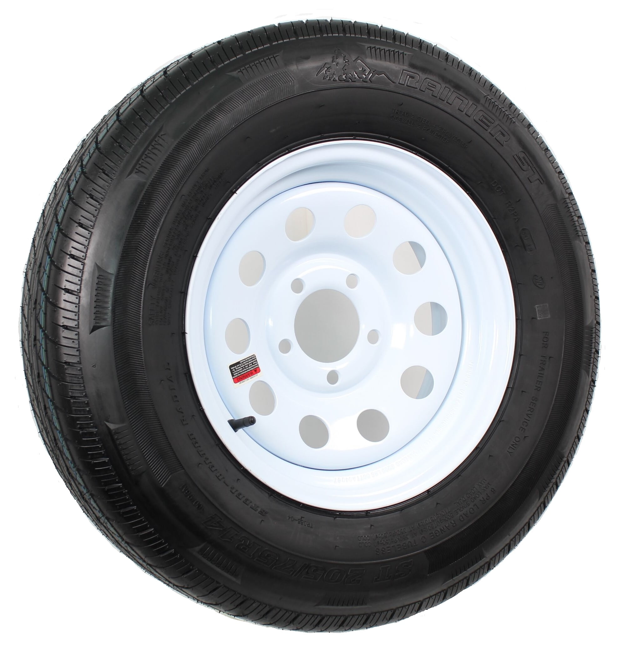 eCustomrim Radial Trailer Tire & Rim ST205/75R14 Load C 5 Lug White ...