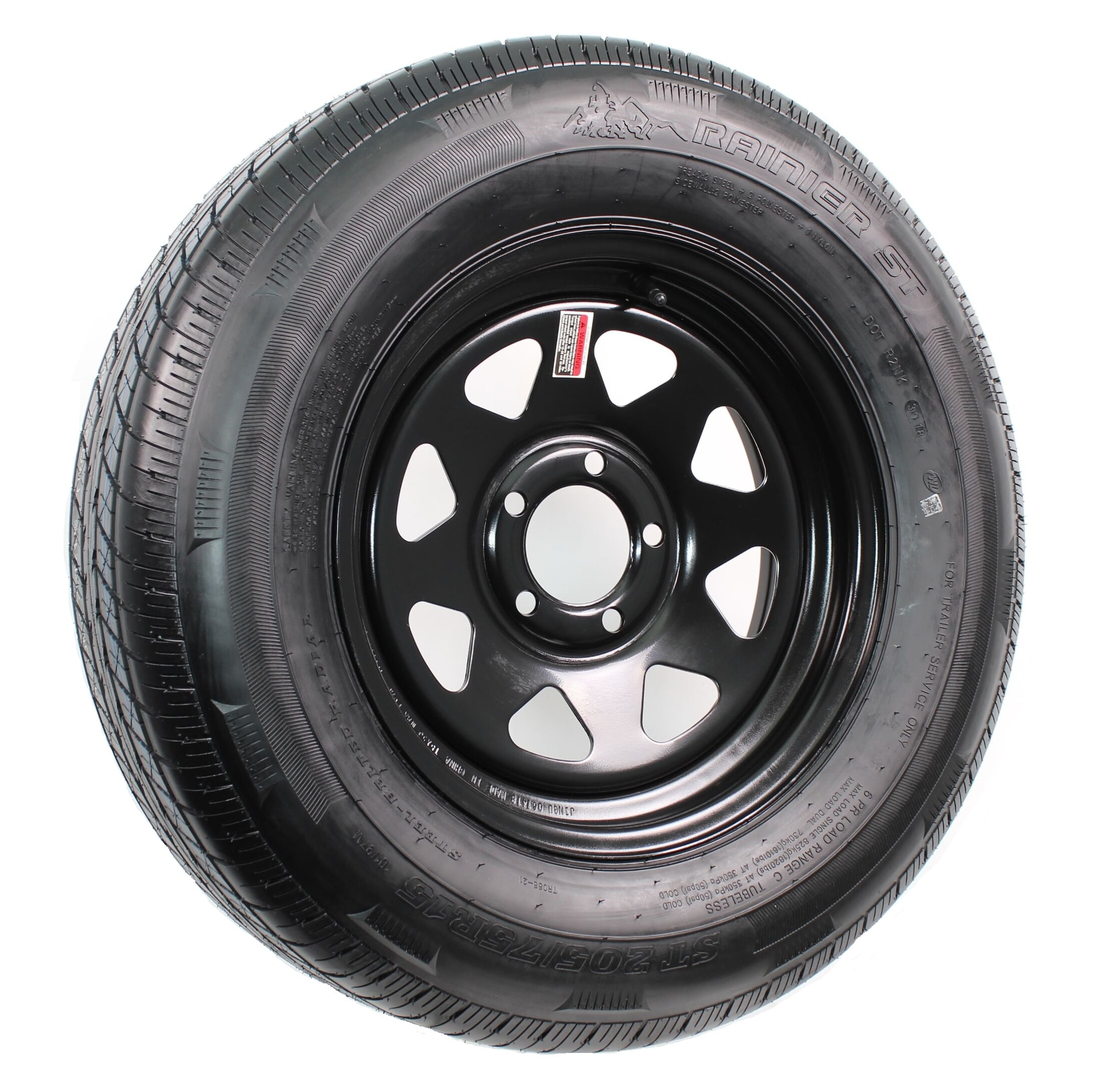 eCustomrim Radial Trailer Tire and Rim ST205/75R15 15x5 5-4.5 Load C ...