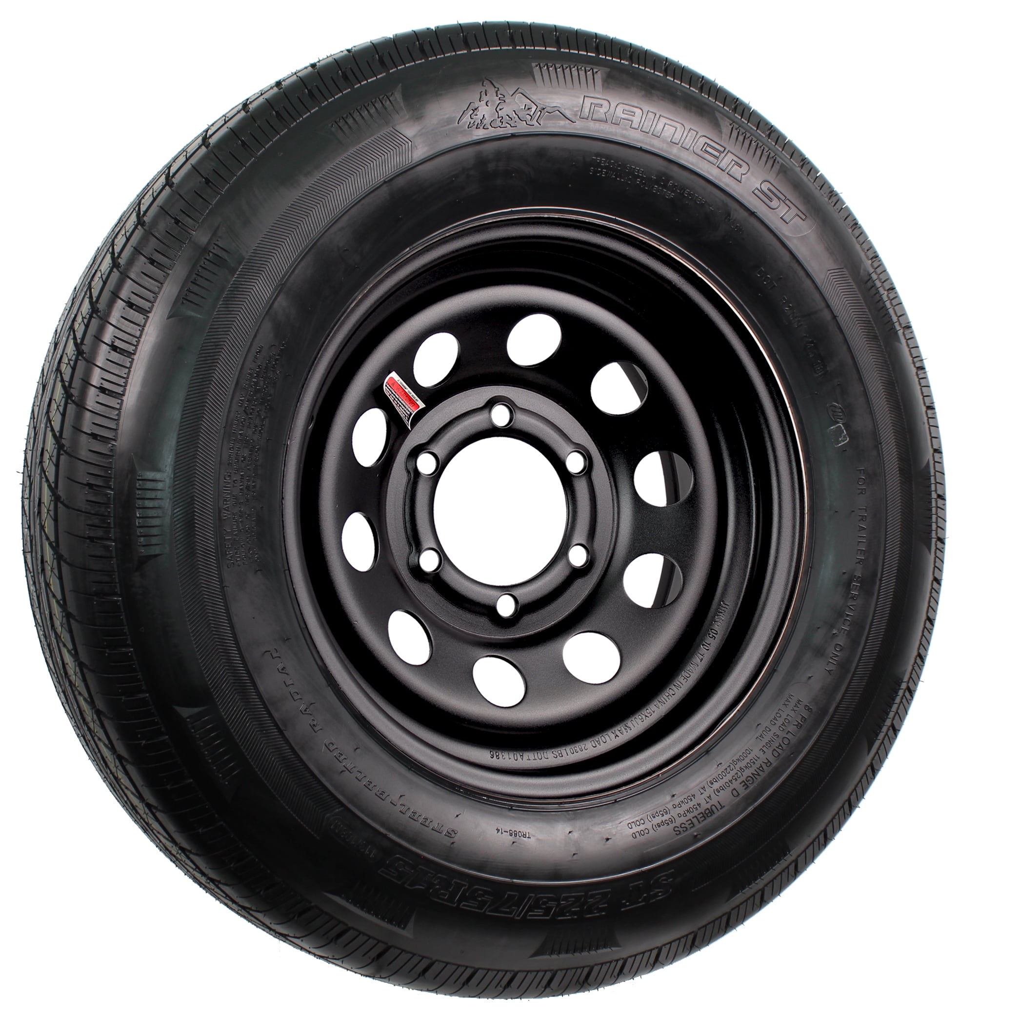 Radial Load Range Trailer Tire & Rim ST225/75R15 LRD 15X6 6-5.5 Black ...
