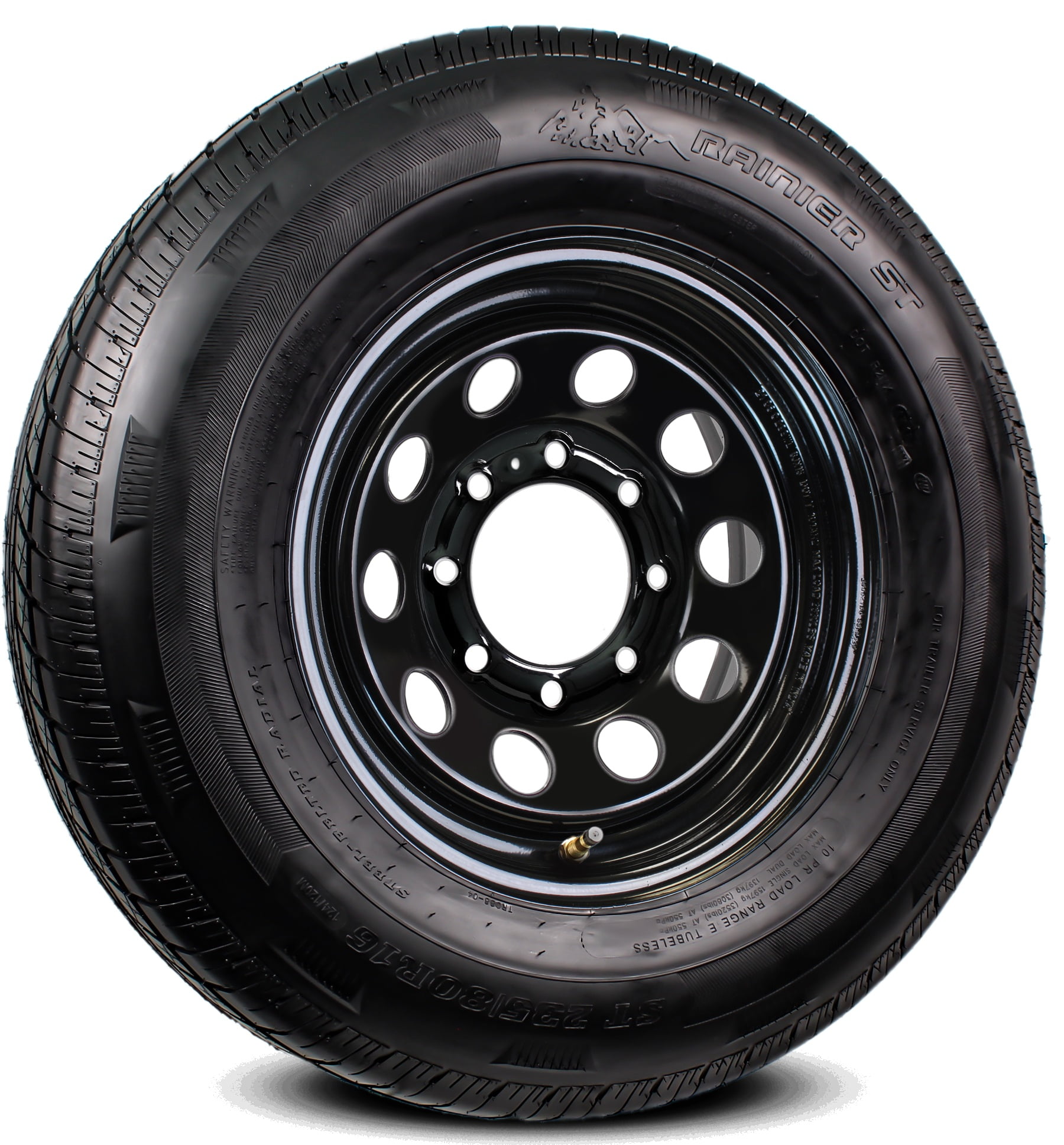 Rainier USA Made Heavy Duty Trailer Tire & Rim ST235/80R16 LRE, 16X6, 8 ...