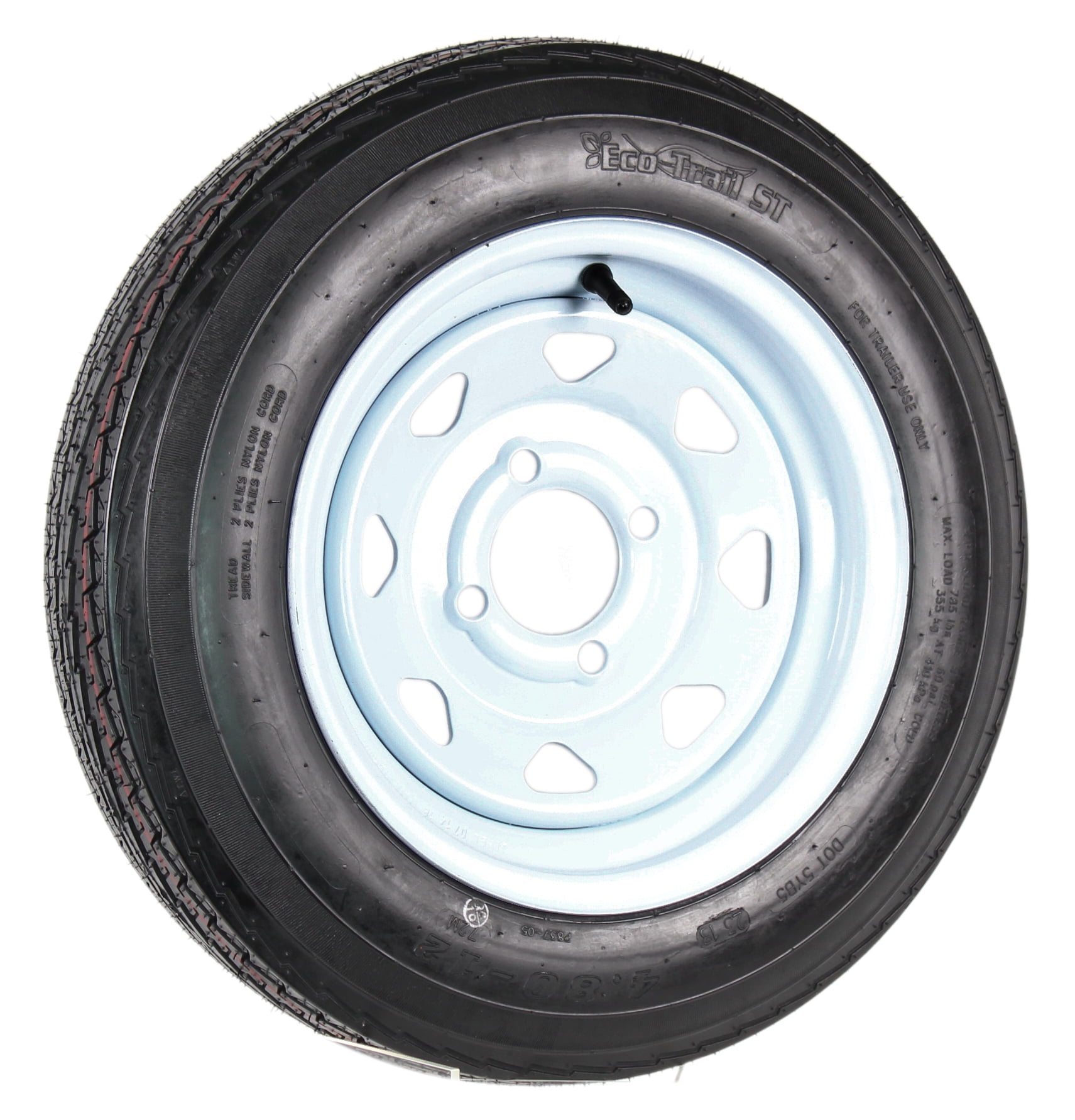 eCustomrim Trailer Tire On Rim 4.80-12 480-12 4.80 X 12 12 in. LRB 4 ...