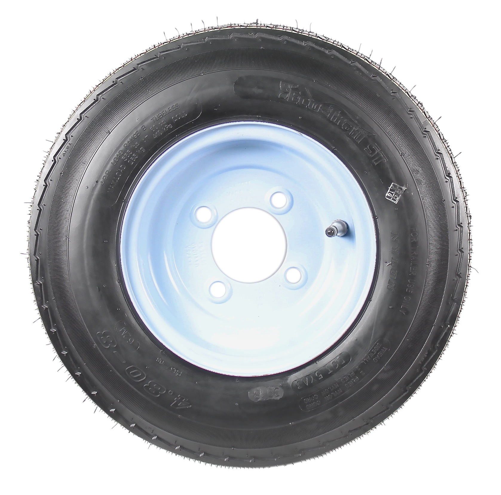 eCustomhitch Pre-Mounted Trailer Tire & Rim 4.80-8 LRB 4 Lug Bolt Wheel ...