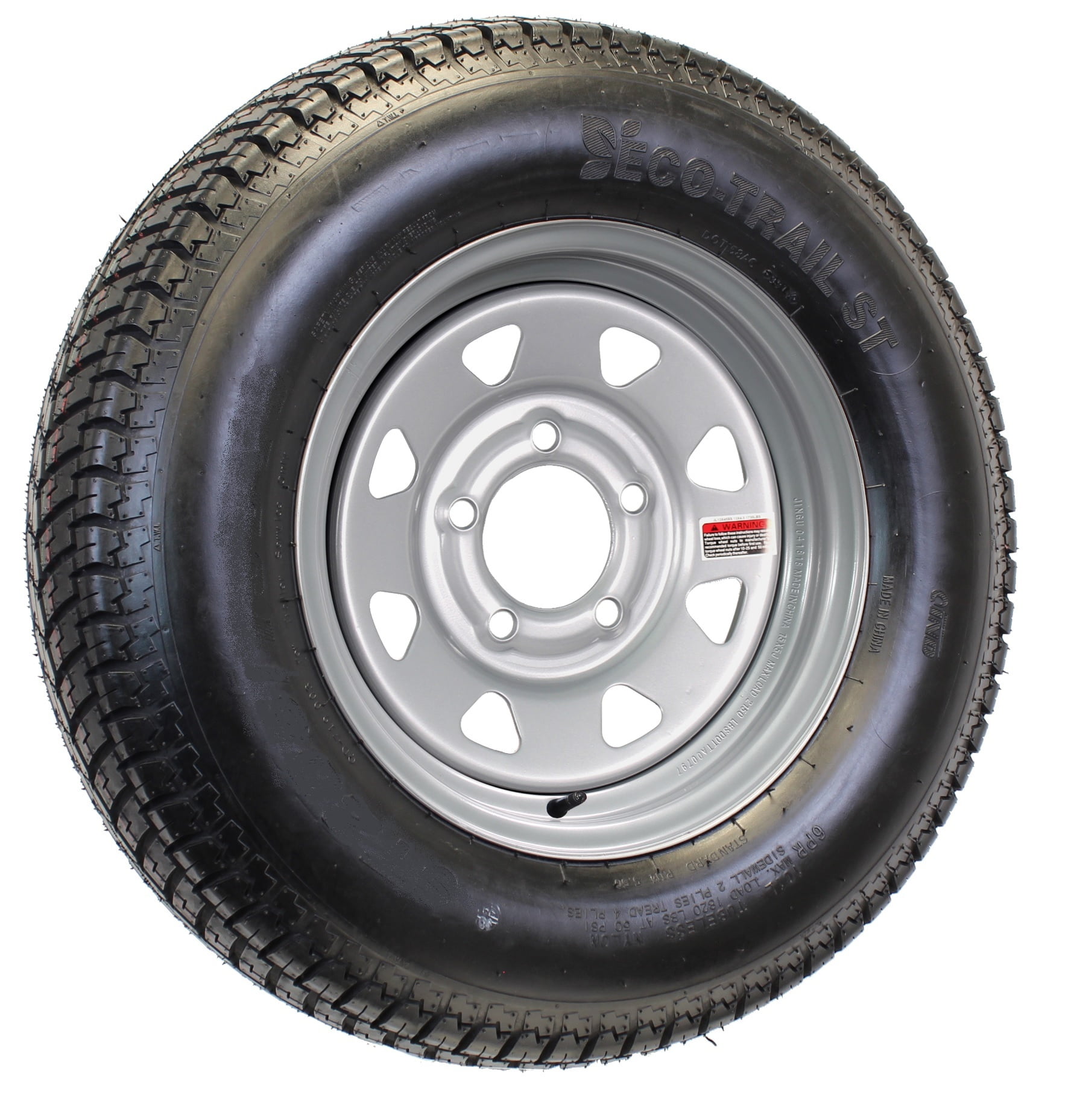 Pre-Mounted Trailer Tire & Wheel Combo, 205/75D14 Load C, 5 Lug 4.5in ...
