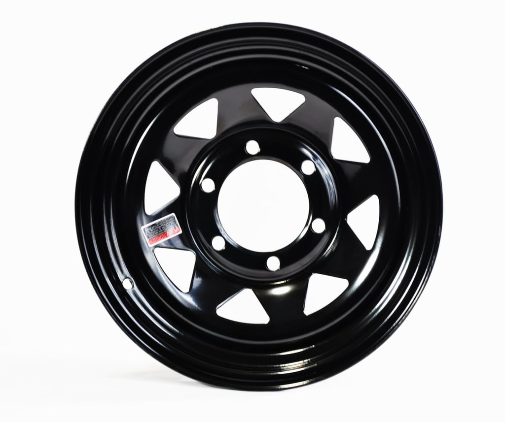 eCustomrim Trailer Wheel 15X6 15" Rim 6 Lug Black Spoke - Walmart.com