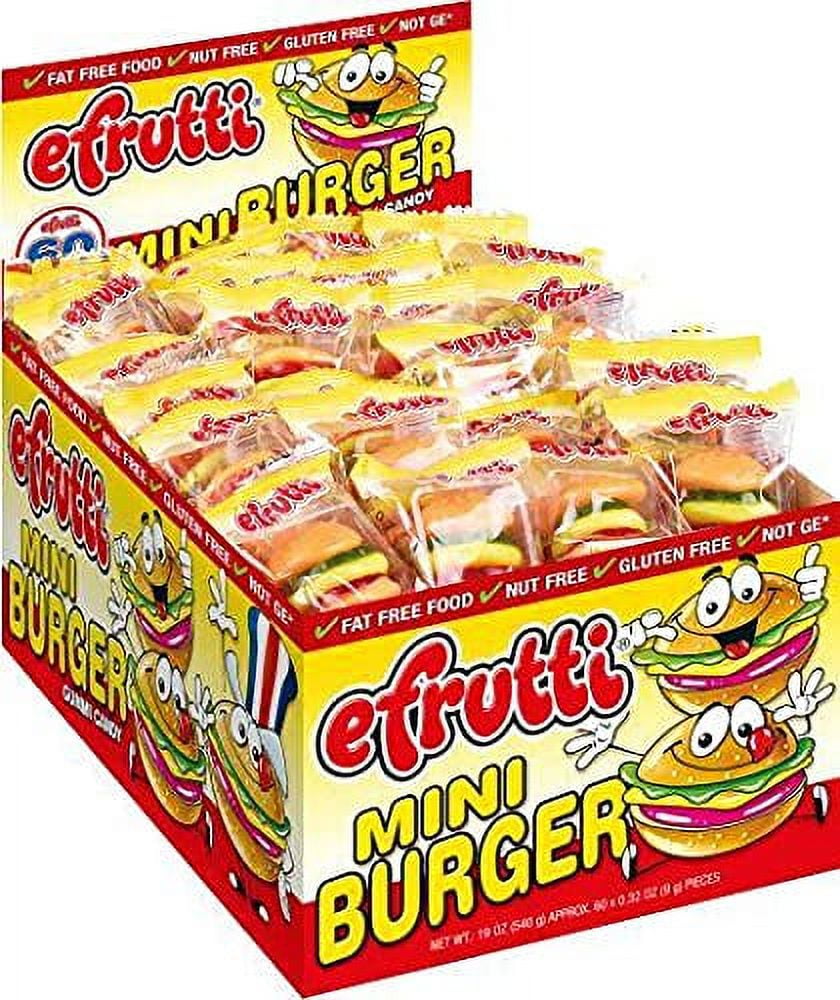 eFrutti Gummi Mini Burger Shape (60 Pieces) Display Box Individual Wrap ...