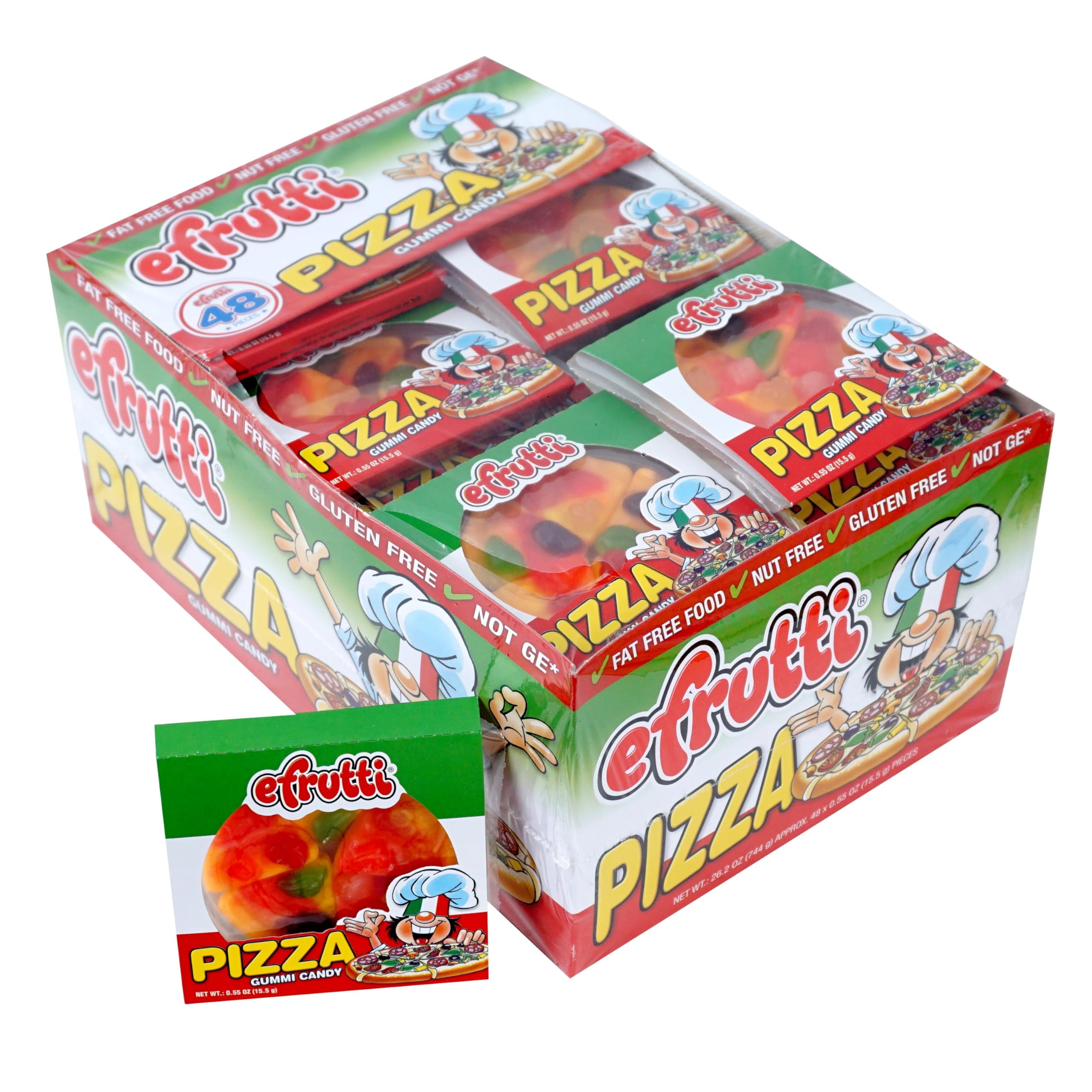 eFrutti Gummi Pizza Candy – 48 Count Box, 0.55 oz Individually Wrapped ...