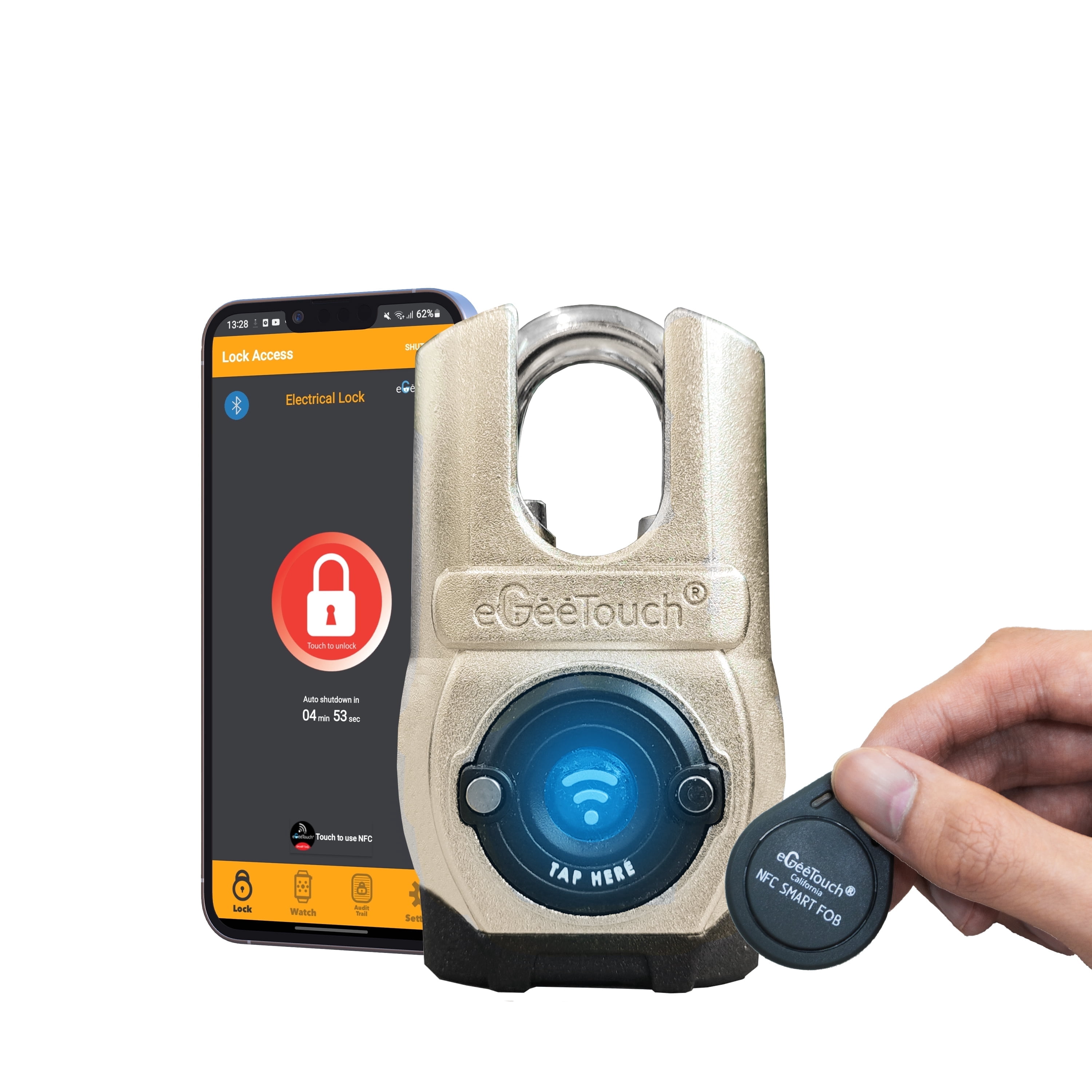 eGeeTouch Anticut Outdoor Smart Padlock - with Bluetooth & NFC, 5th Gen ...
