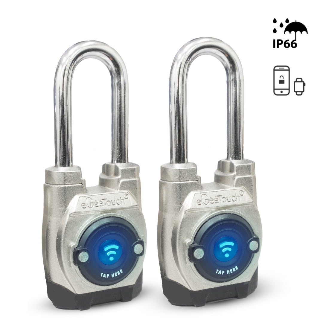 eGeeTouch Outdoor Smart Padlock - with Bluetooth & NFC, 5th Gen, Long ...