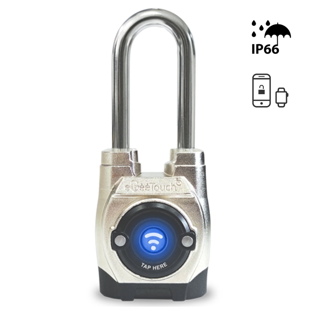 eGeeTouch Outdoor Smart Padlock - with Bluetooth & NFC, 5th Gen, Long ...