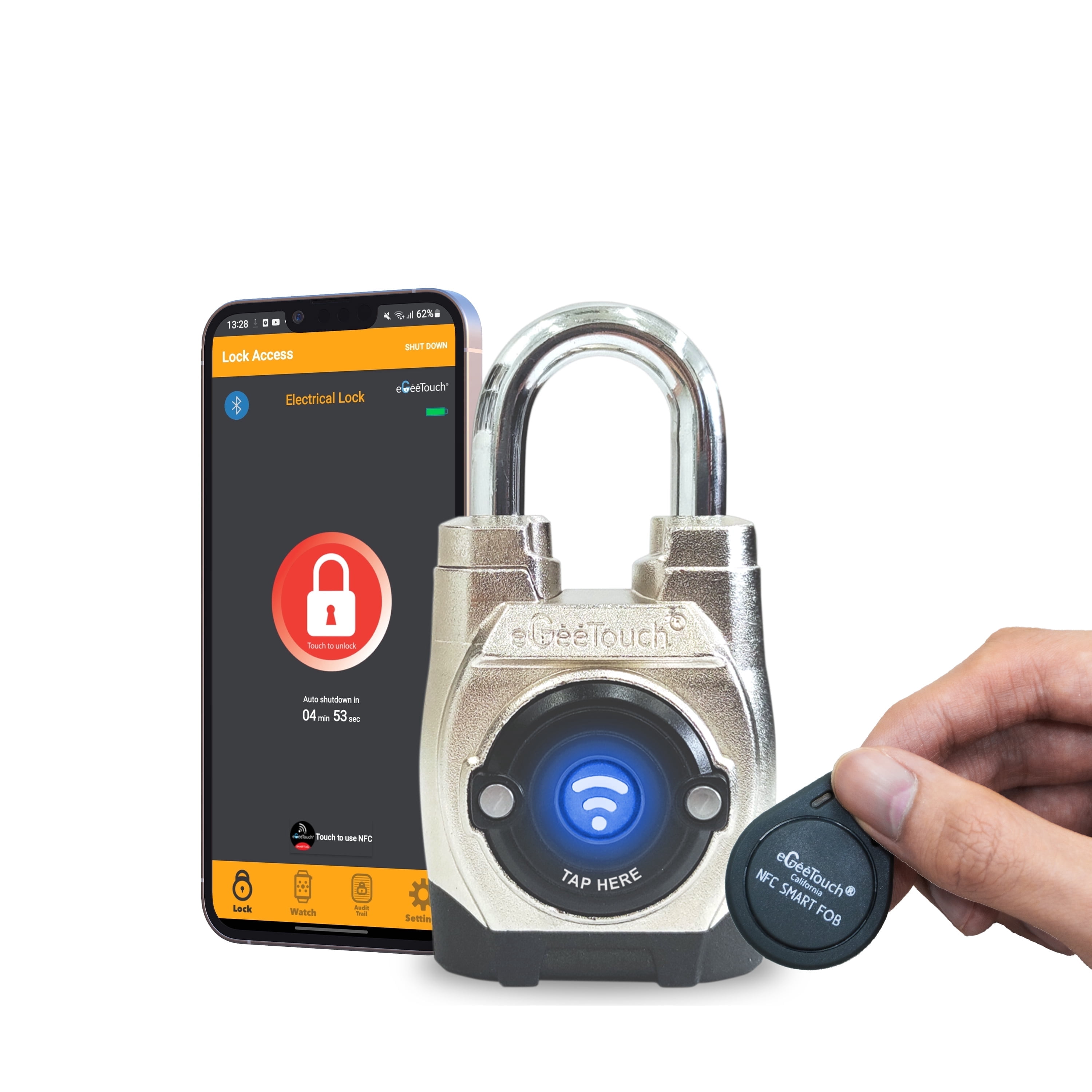 eGeeTouch Outdoor Smart Padlock with Bluetooth, Short Shackle - Walmart.com