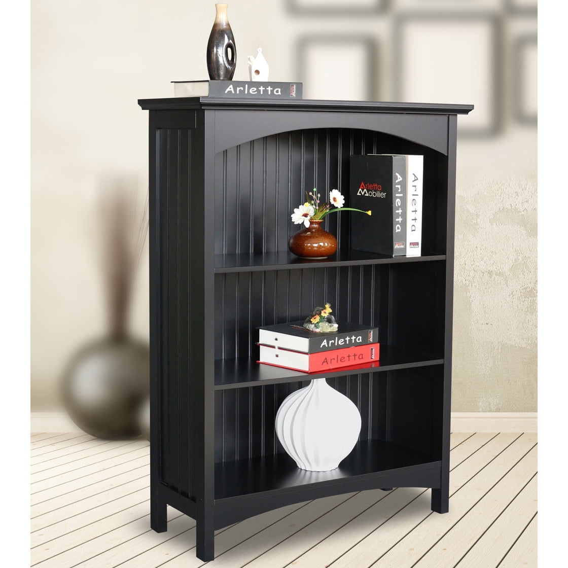 eHemco 3 Tier Storage Shelf Bookcase with 2 Arched Supports, 40 Inches ...