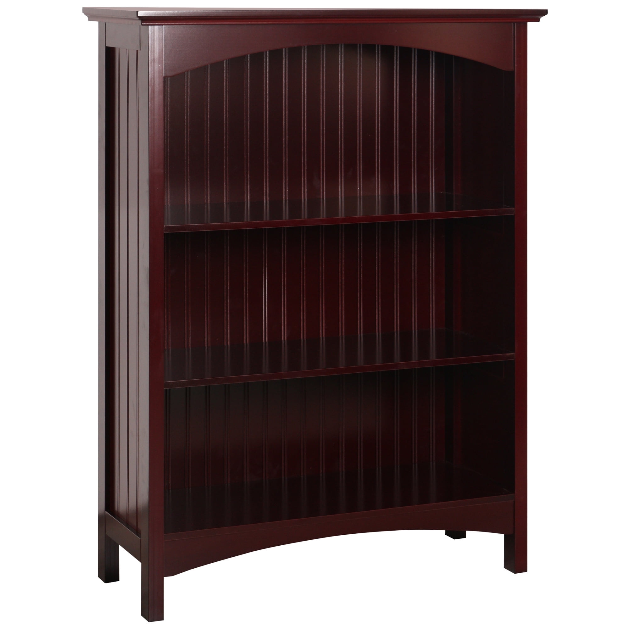 eHemco Open Back Shelving Unit with Three Bookshelves, 3 Tier Cherry ...