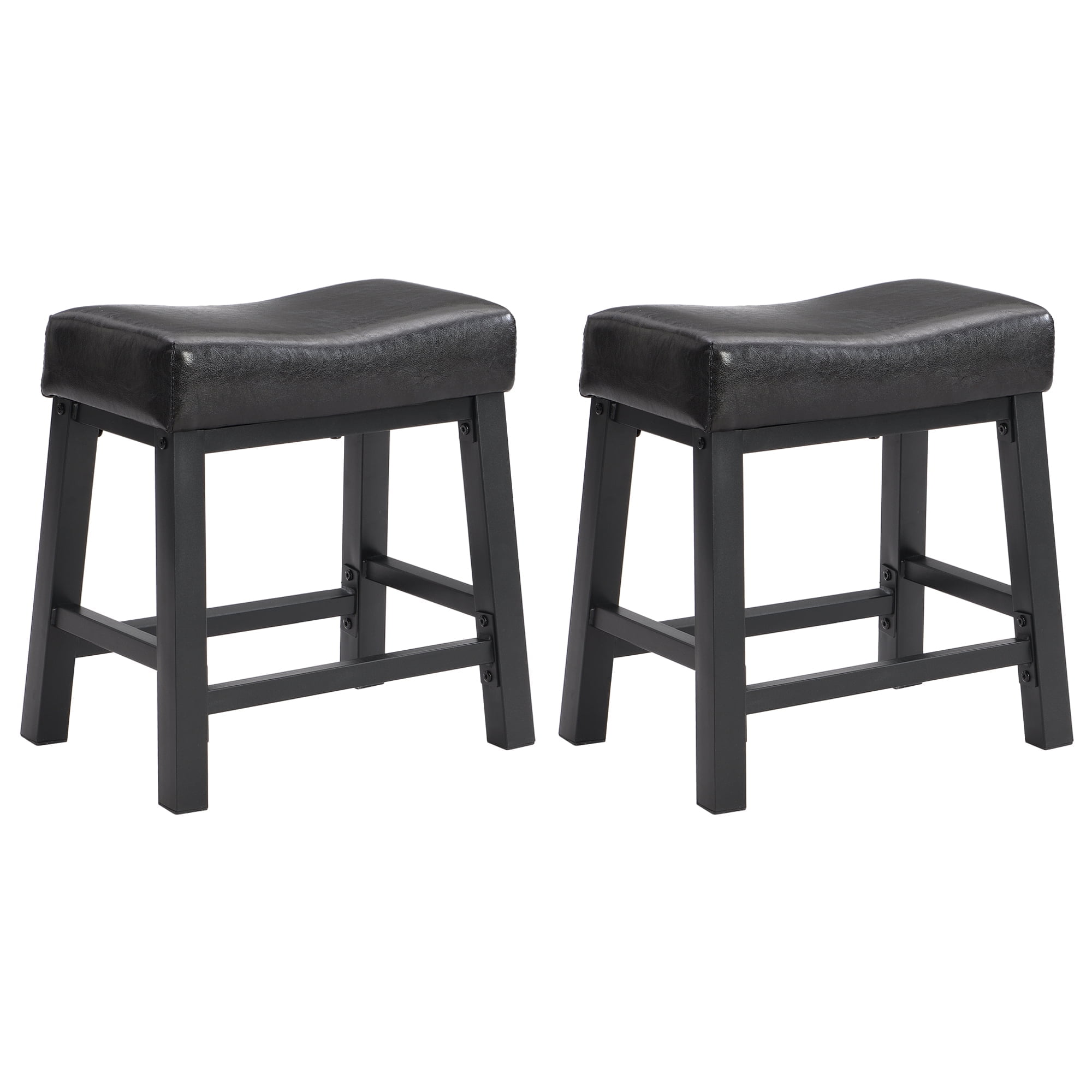 eHemco 18-Inch Heavy-Duty Padded Faux Leather Saddle Seat Barstools ...