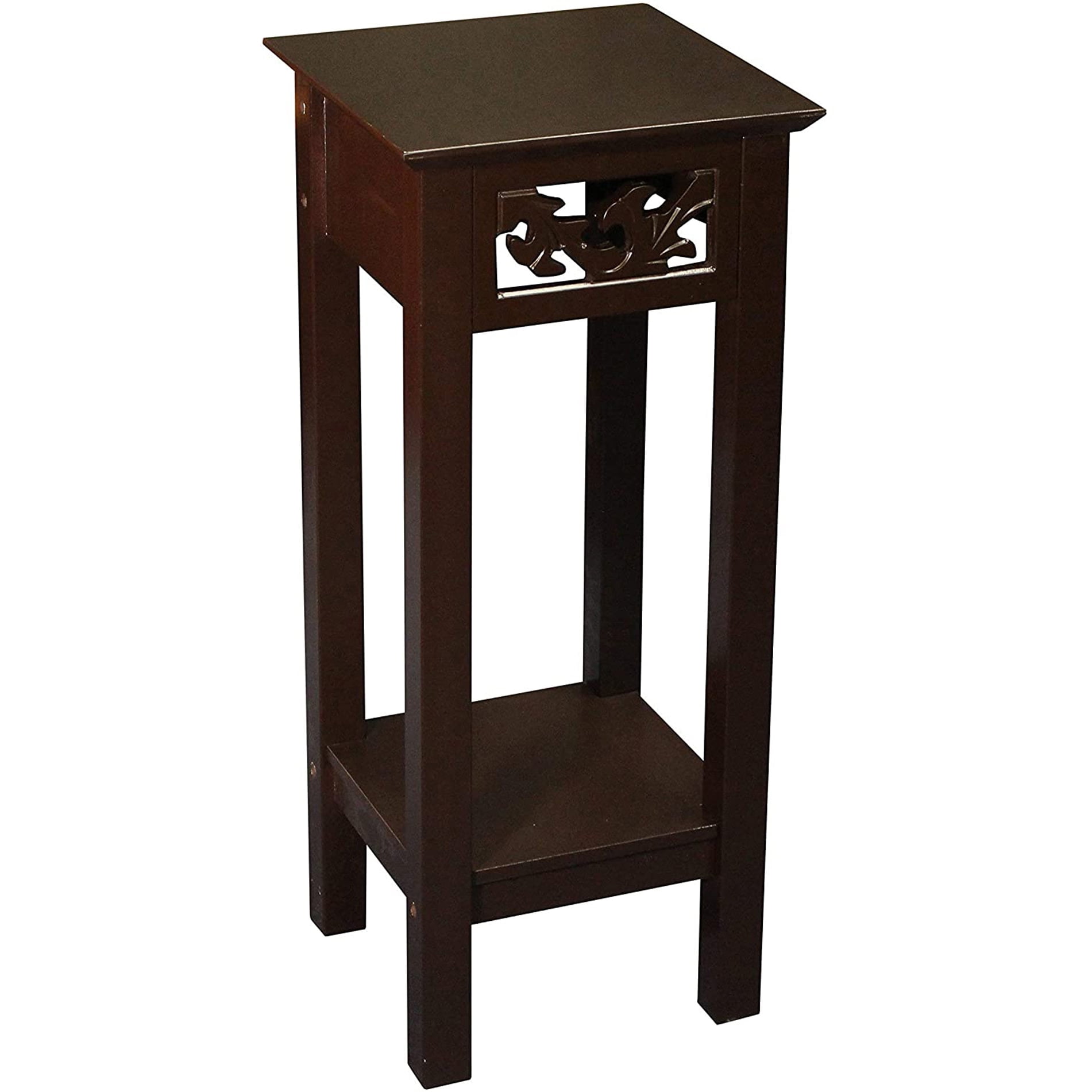 eHemco Wooden Indoor Plant Stand End Table with Storage Shelf, 11.8x11 ...