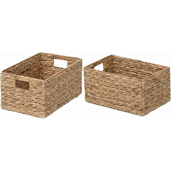 eHemco Rectangular Woven Hyacinth Wicker Pantry Storage Baskets with ...