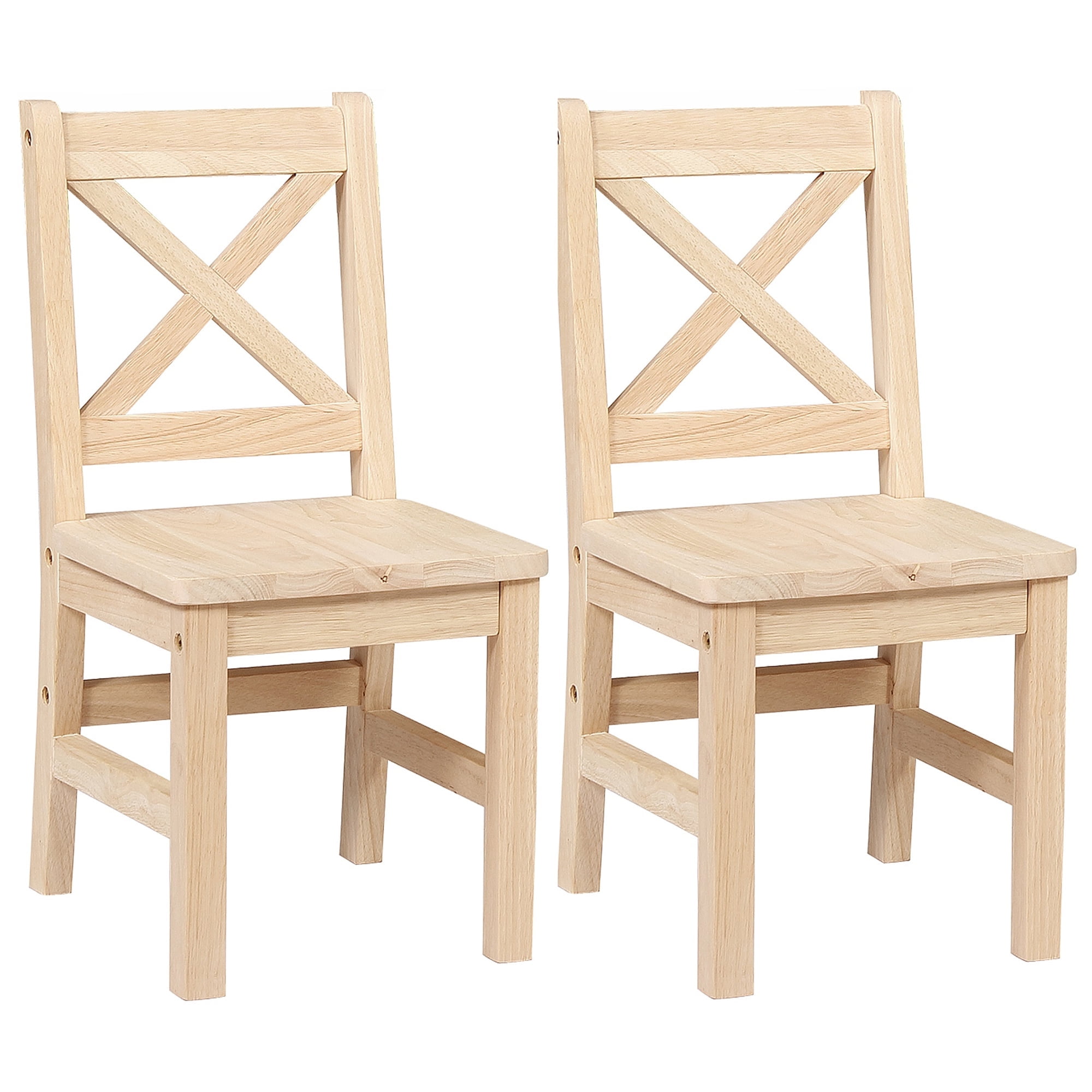 eHemco Children's Sturdy Solid Hard Wood X Back Kids Chair, Unfinished ...