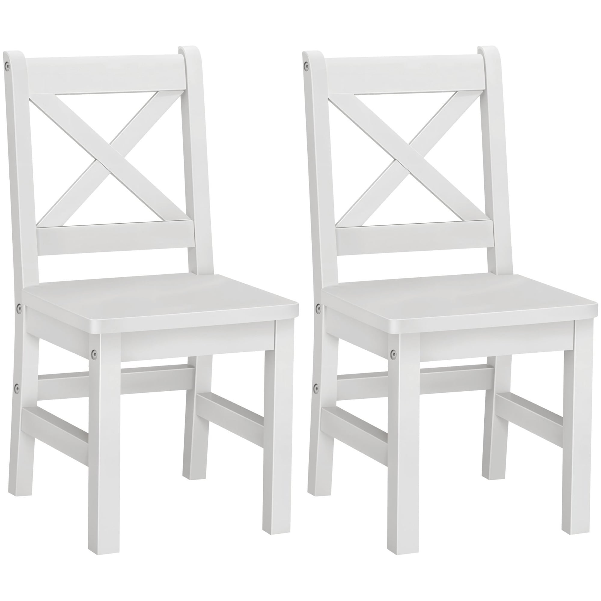eHemco Solid Hard Wood X Back Kids Chair, White, Set of 2 - Walmart.com