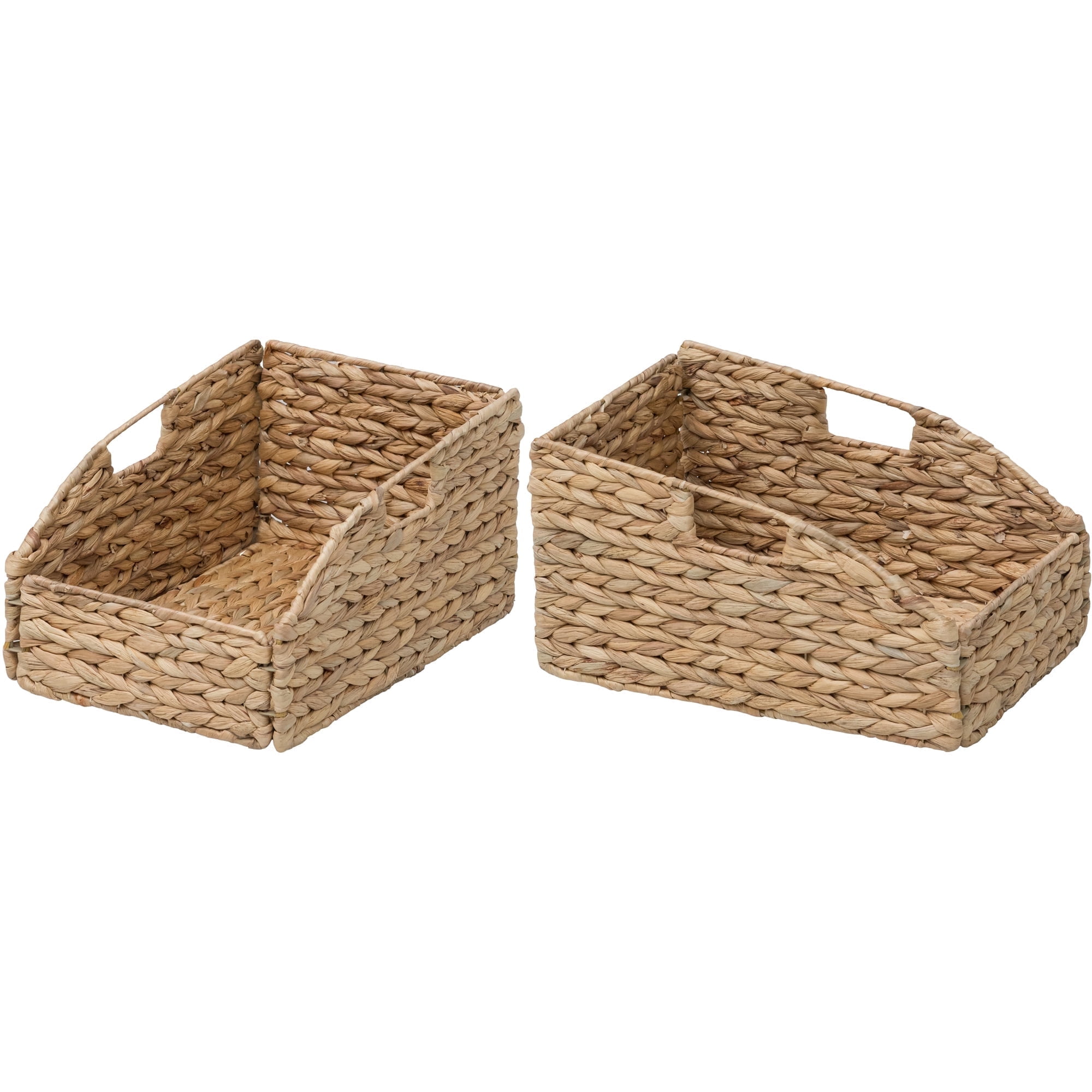 eHemco Trapezoid Woven Hyacinth Wicker Pantry Storage Baskets with Iron ...