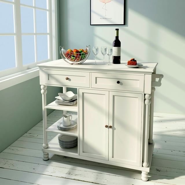 eHemco Euro Kitchen Island Standalone for Small Apartments - Wood ...