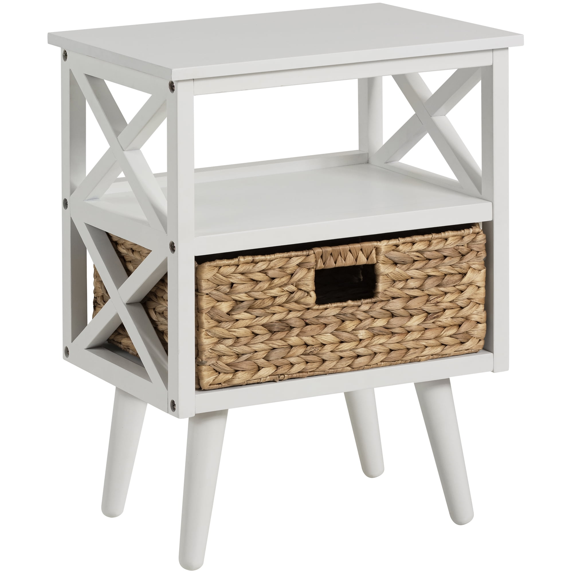 eHemco X-Side Mid-Century Modern Nightstand End Table with Storage ...