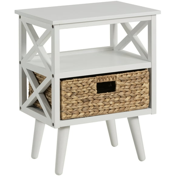 White Wicker Nightstand