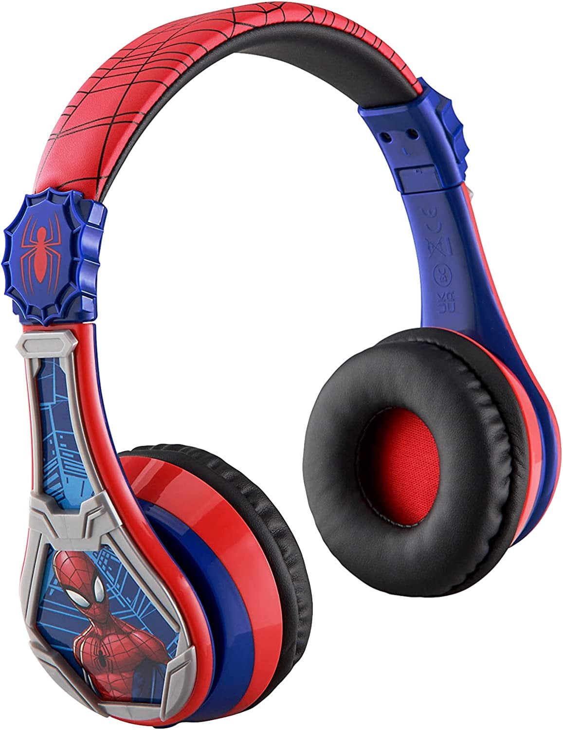 eKids Spiderman Kids Bluetooth Headphones, Volume Control, Built-In Mic ...